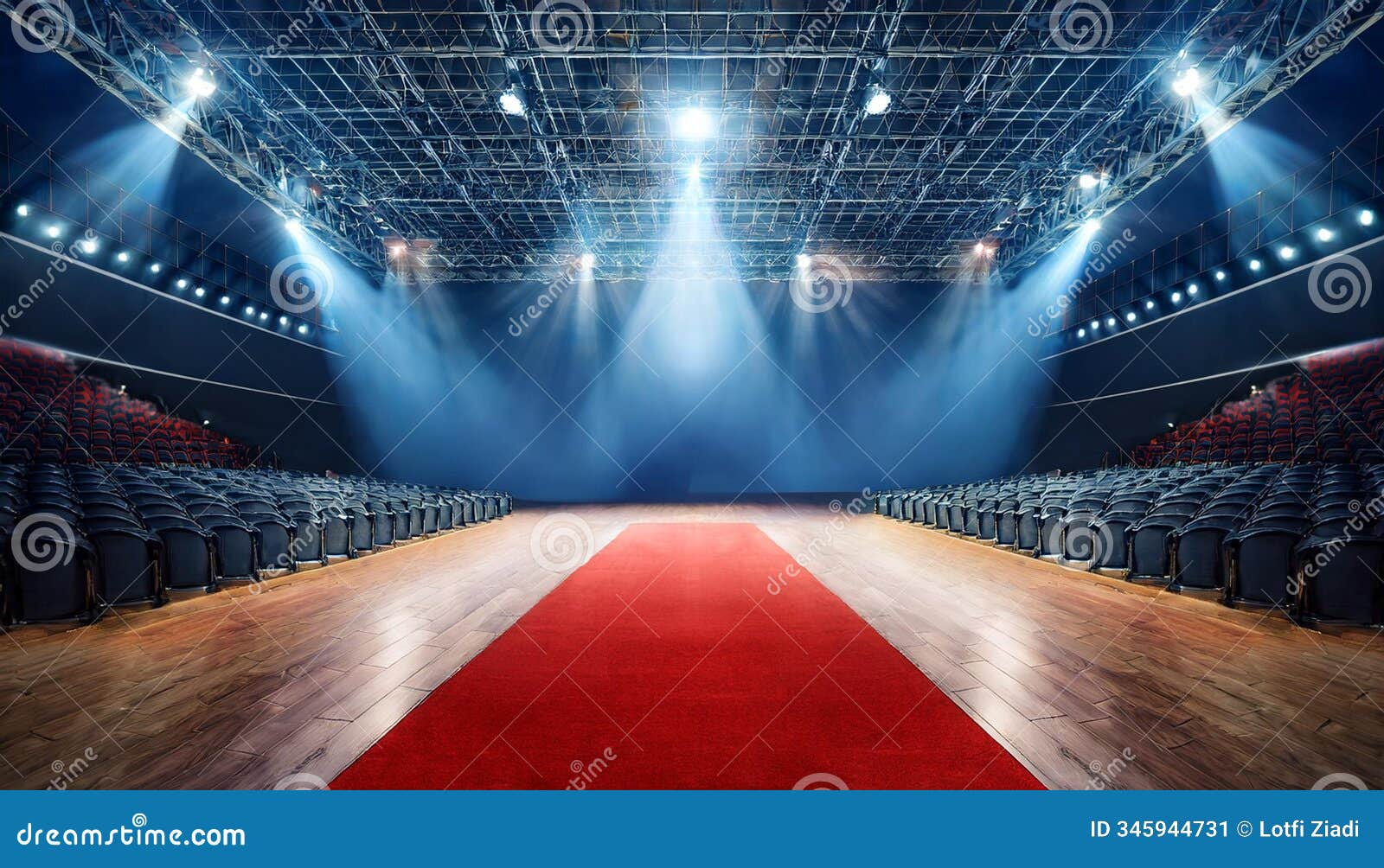 Empty Exhibition Stage with Lighting and Red Carpet in an Auditorium ...