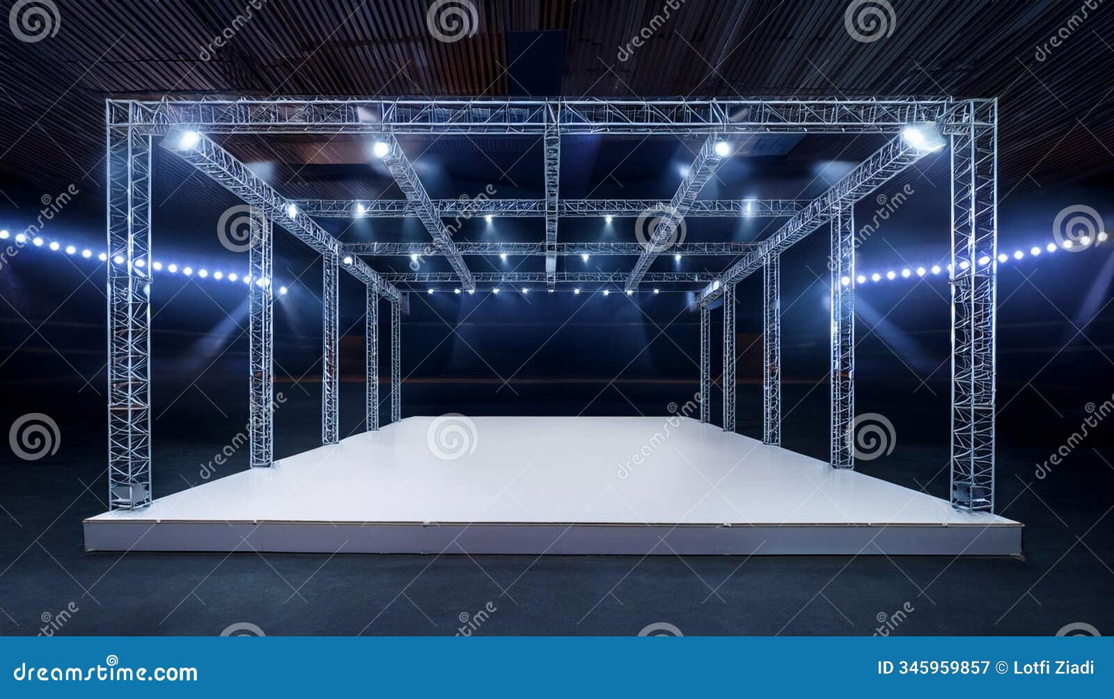Empty Exhibition Stage with Truss Structure. 3D Rendering Stock ...