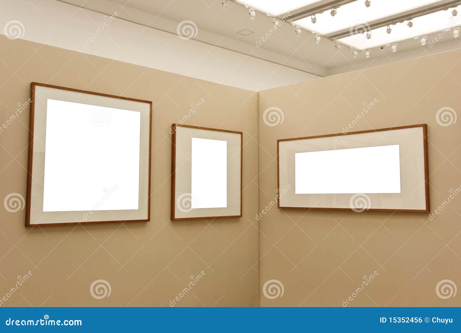 Empty exhibition wall stock photo. Image of beige, illuminated - 15352456