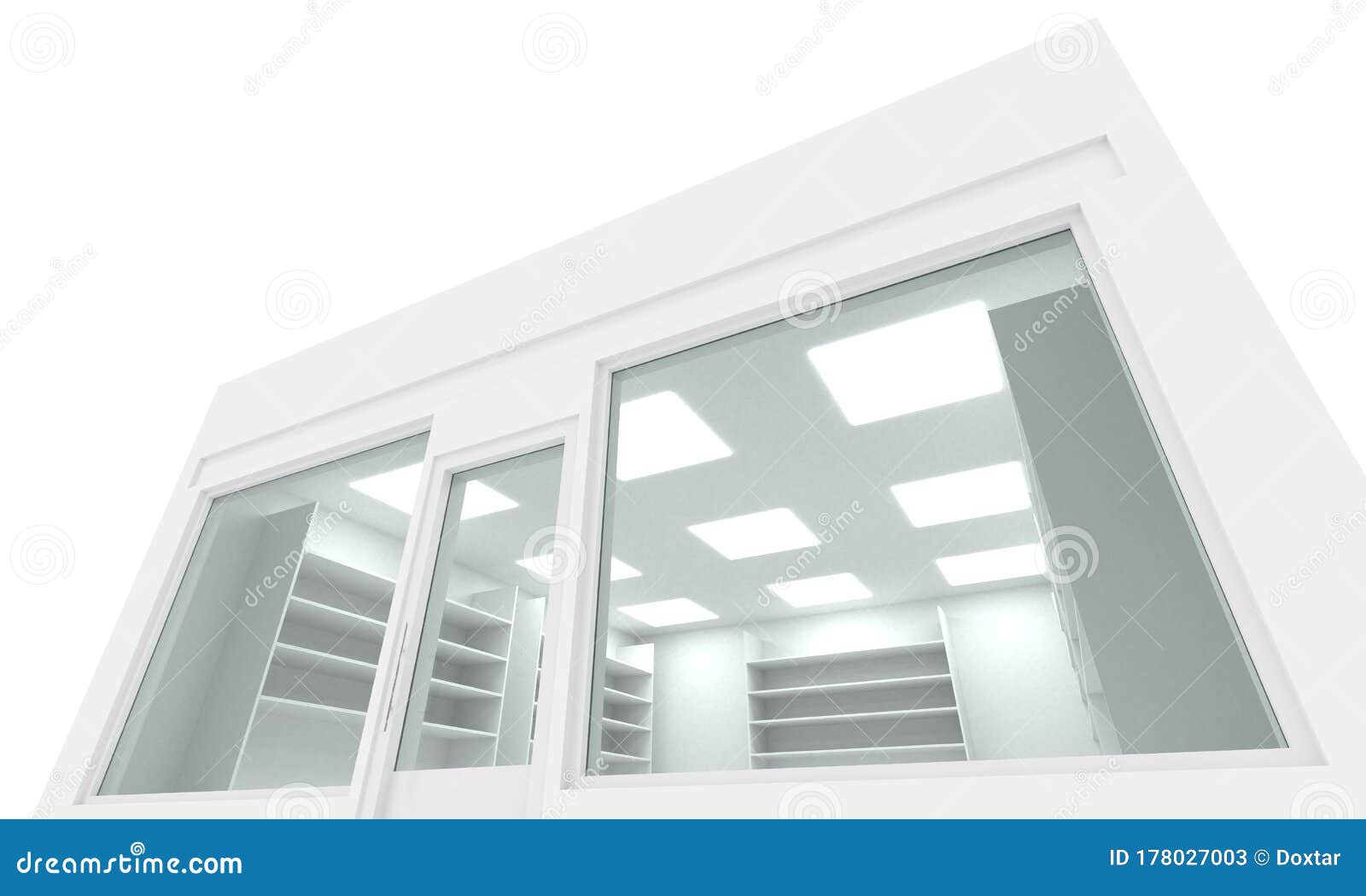 Empty Facade New Shop Interior with Shelving, Mock Up Design Store ...