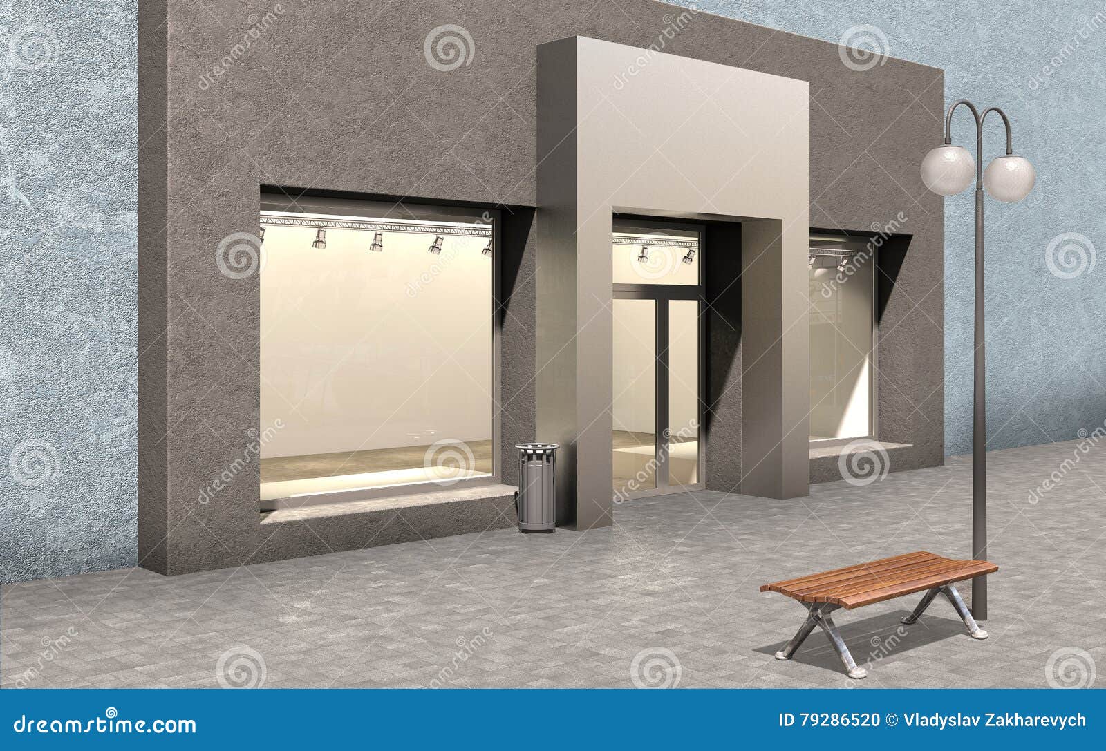 Empty Facade Shop for Your Edit Stock Illustration - Illustration of ...