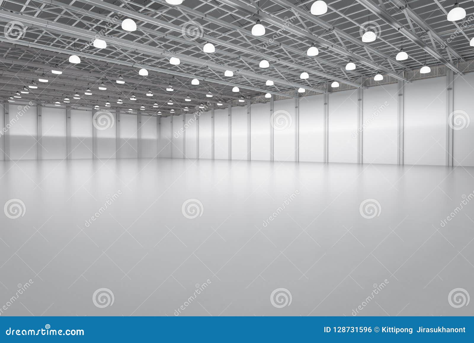 Empty factory interior stock photo. Image of space, hangar - 128731596