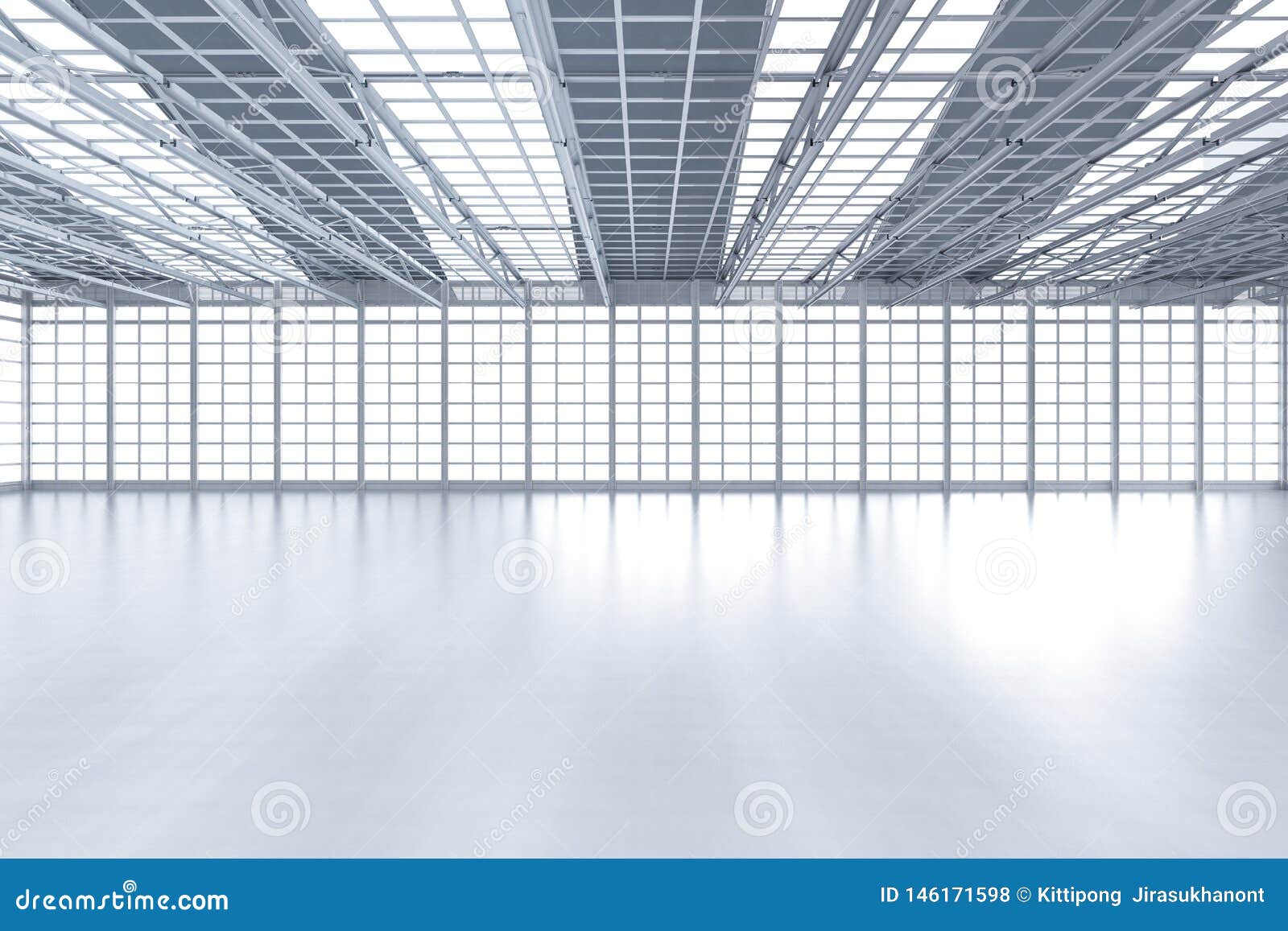 Empty factory interior stock illustration. Illustration of hangar ...