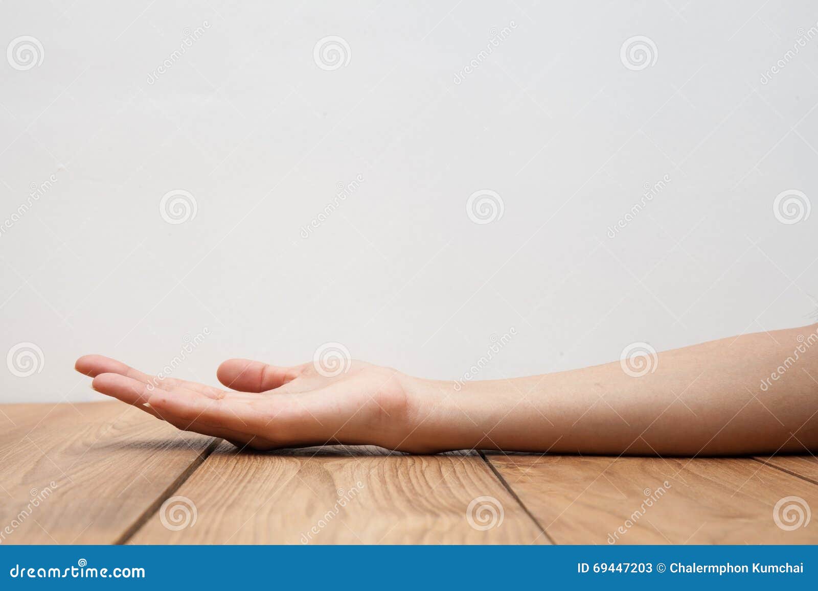 Empty Female Woman Hand Holding on Wood Table Stock Image - Image of ...