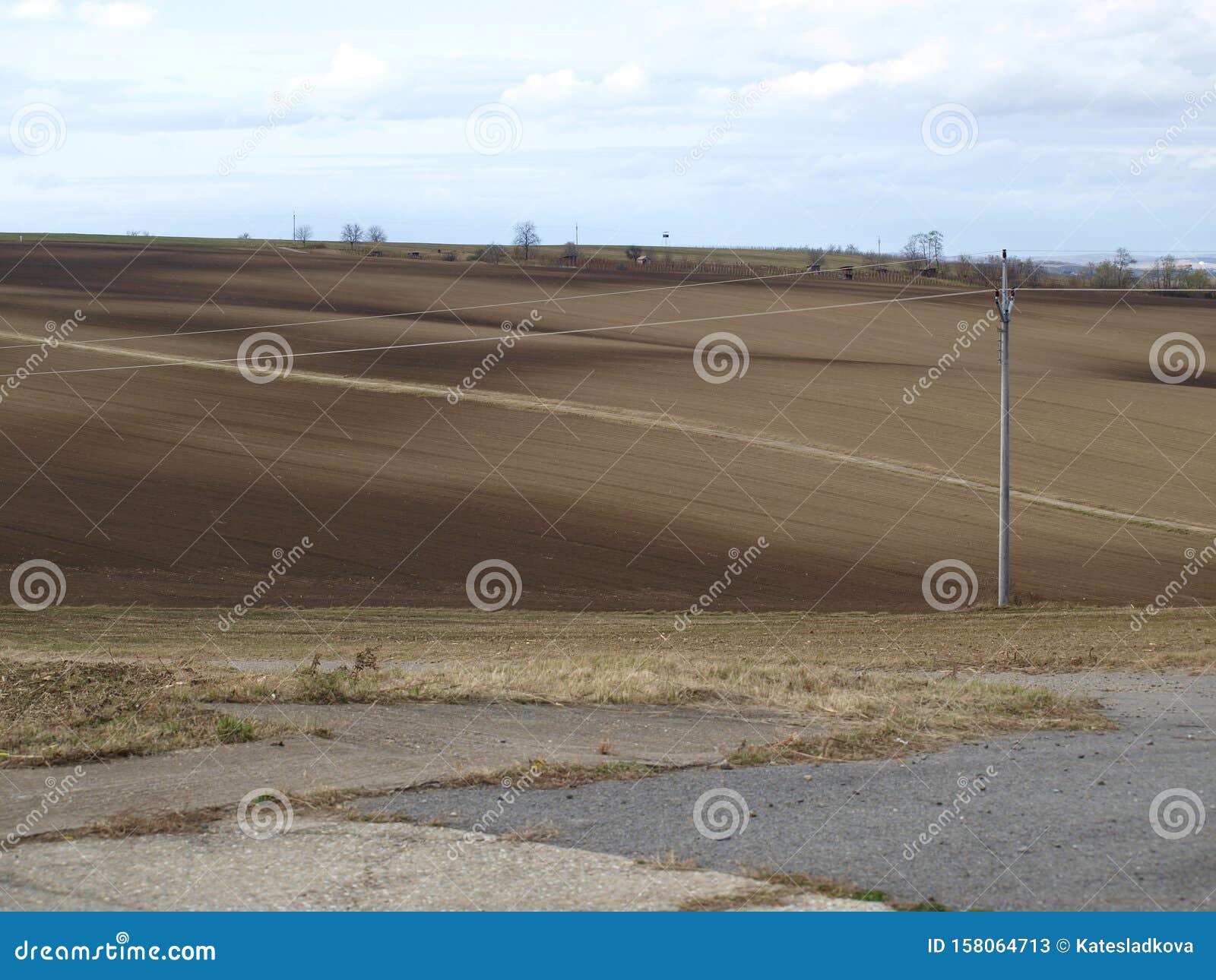 Empty Field of Brown Ground Stock Image - Image of brown, trees: 158064713