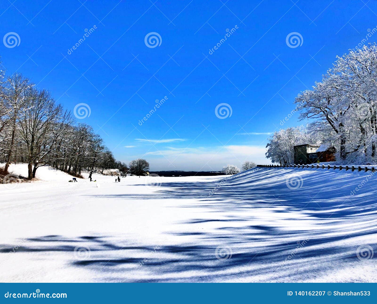 An Empty Field Covered Snow Stock Image - Image of nature, harbor ...