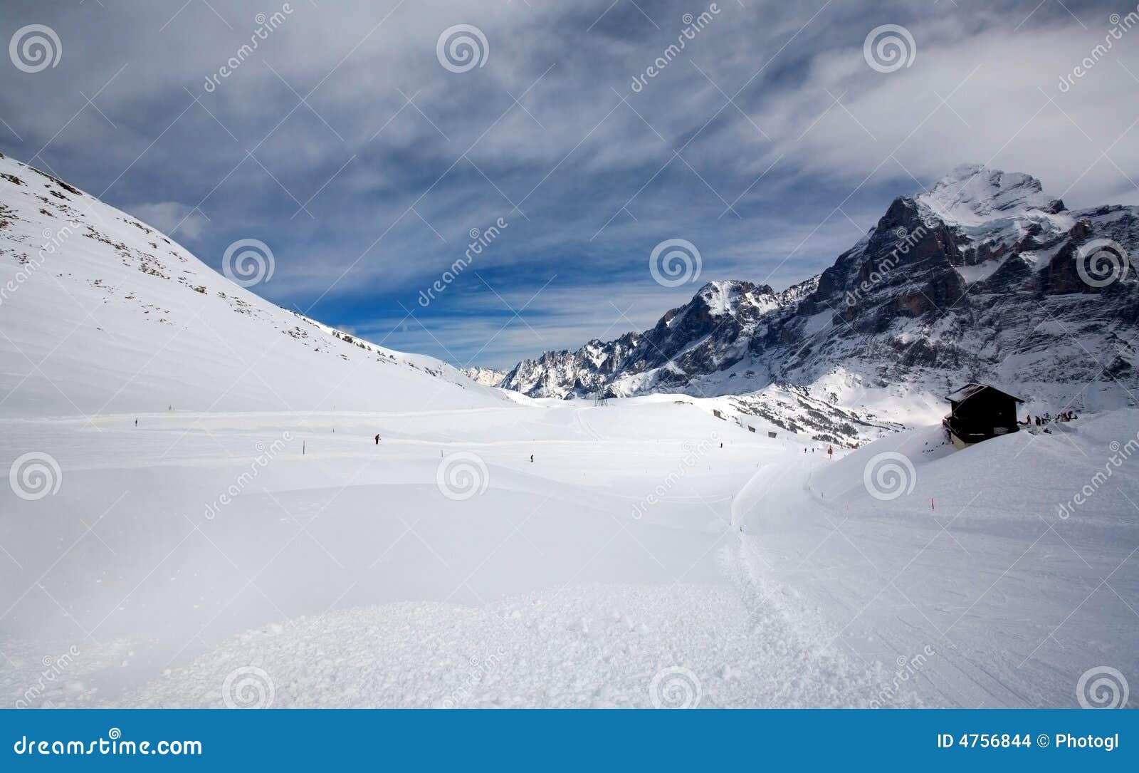 Empty Field of Snow with Small Hut Stock Photo - Image of frozen ...