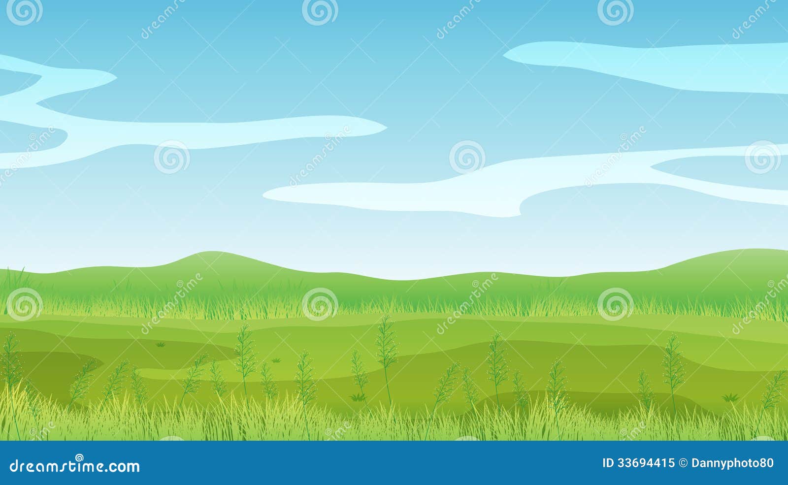 An Empty Field Under a Clear Blue Sky Stock Vector - Illustration of ...