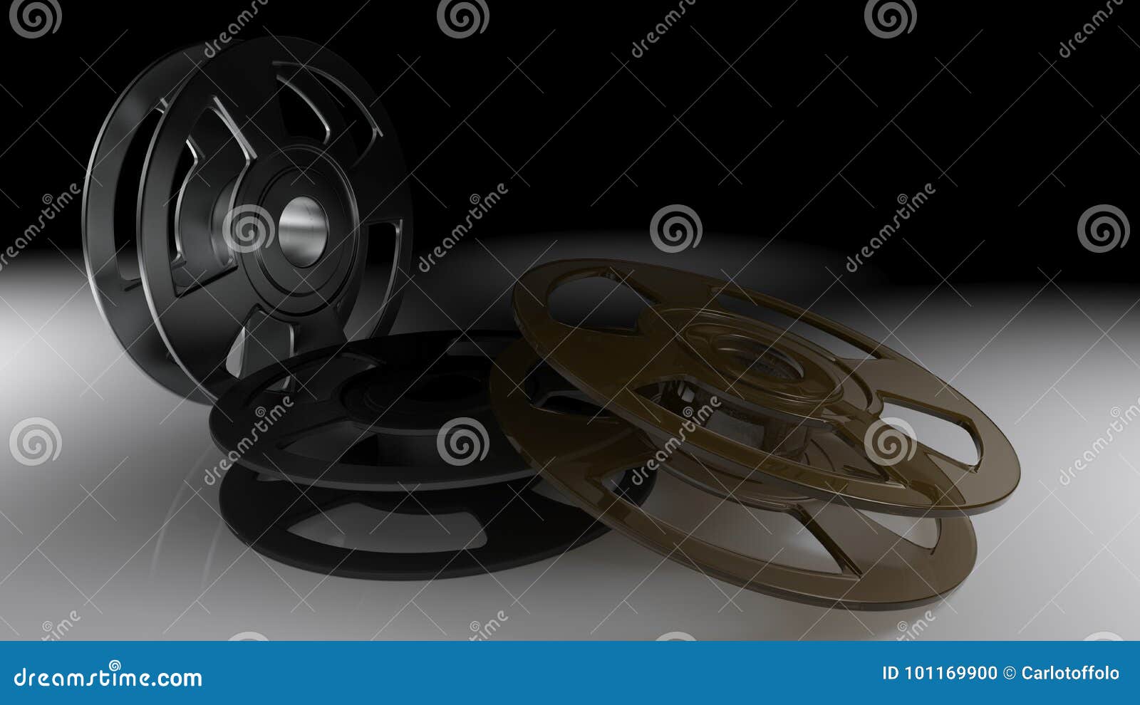 Empty Film Rollers - 3D Rendering Stock Illustration - Illustration of ...