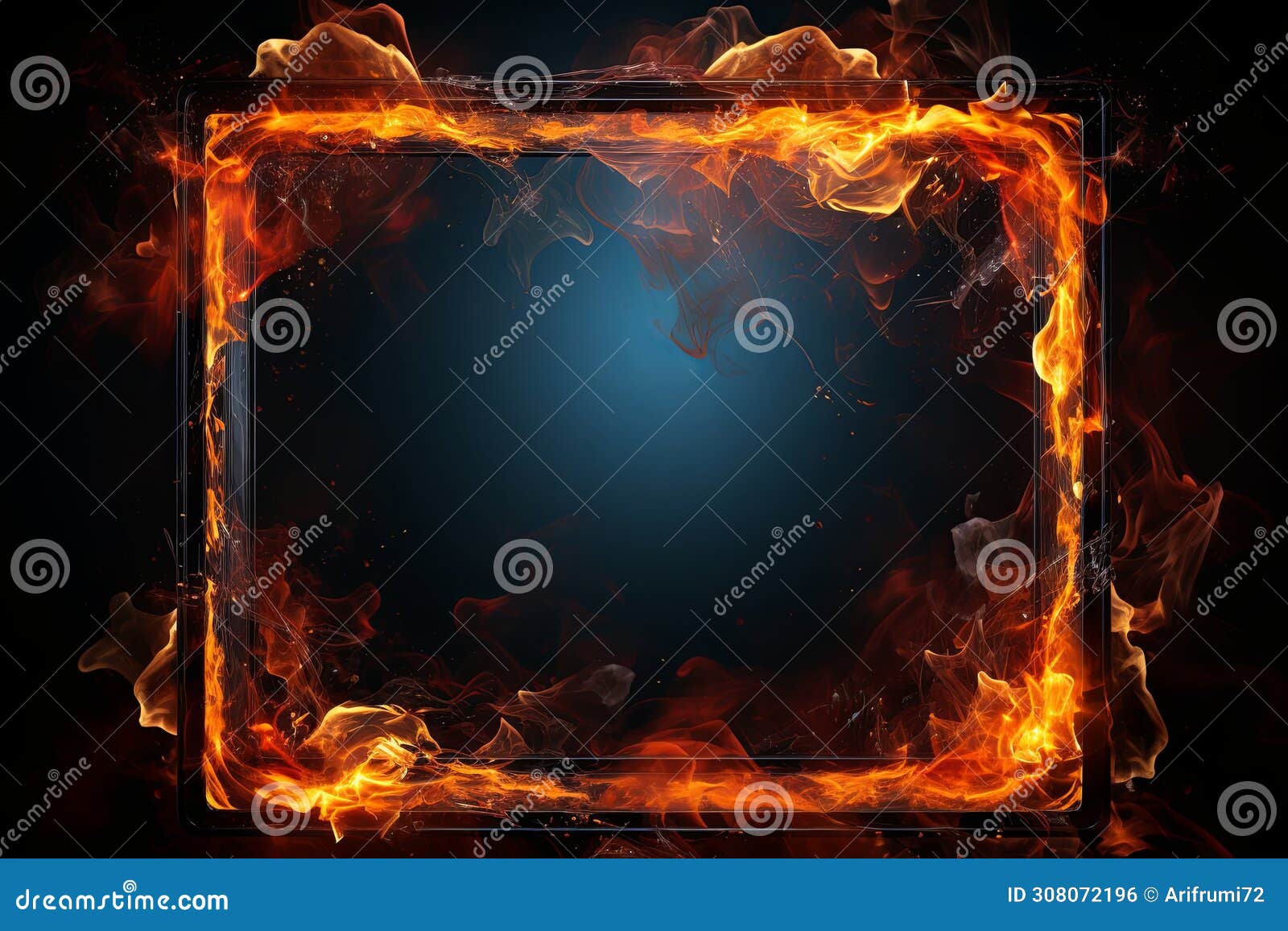 Empty Fire Flames Border Isolated on Black Background Stock Photo ...