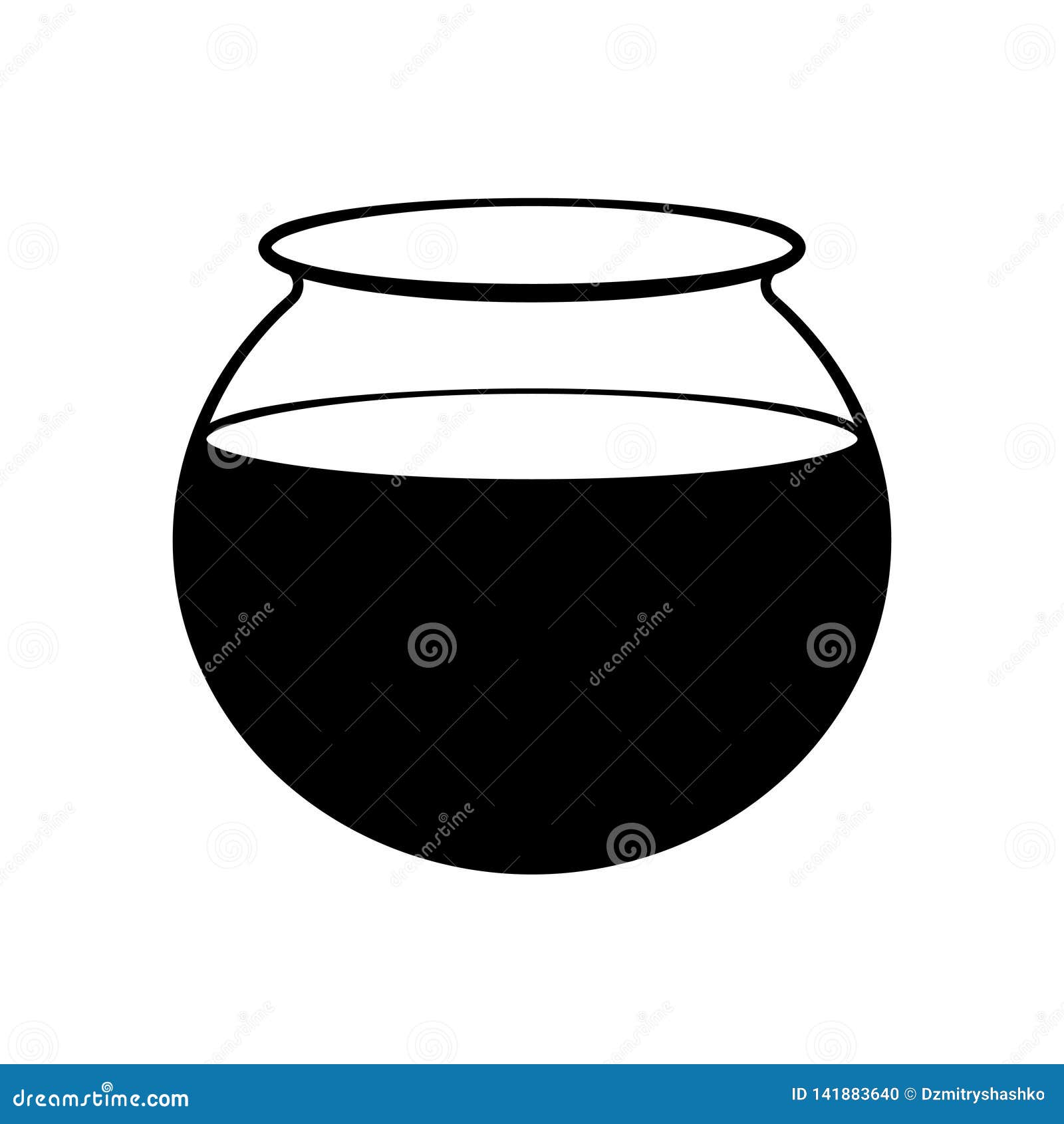Empty Fish Bowl Outline Icon Cartoon Vector | CartoonDealer.com #139839123