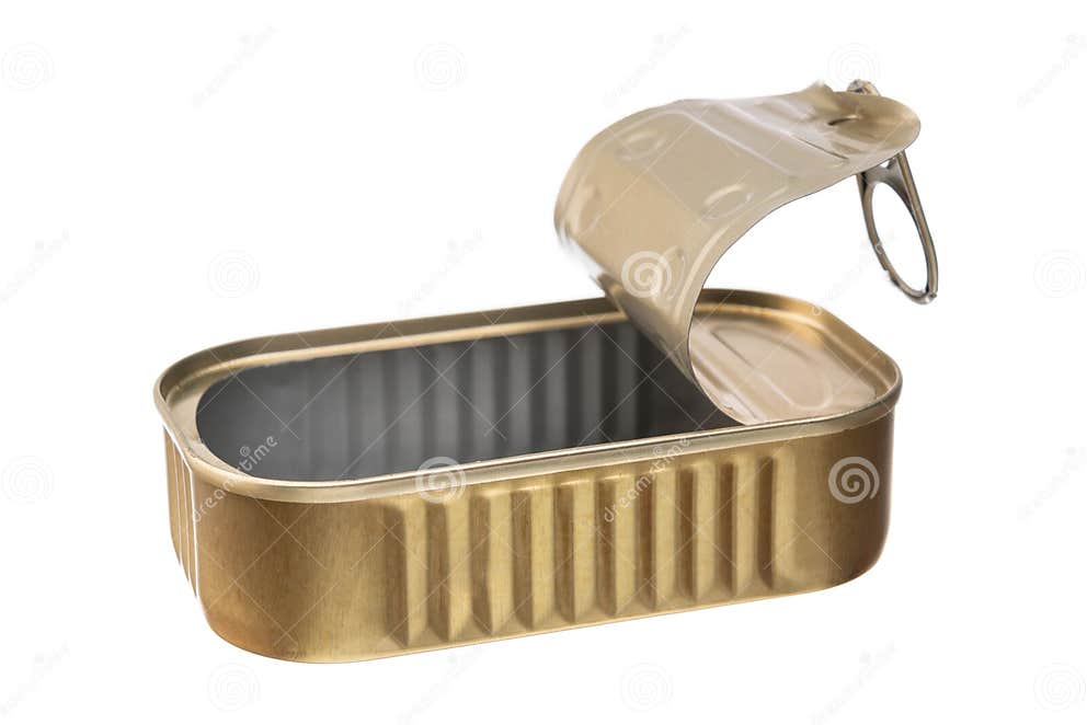Empty Fish Can Opened Empty Metal Tin Isolated on White Background ...