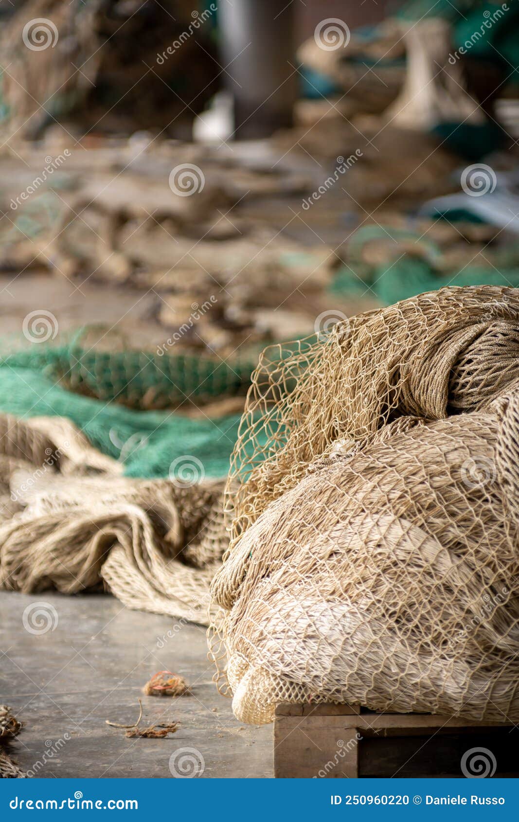 Empty Fish Nets Spread Out on the Ground at the Harbour Stock Photo ...