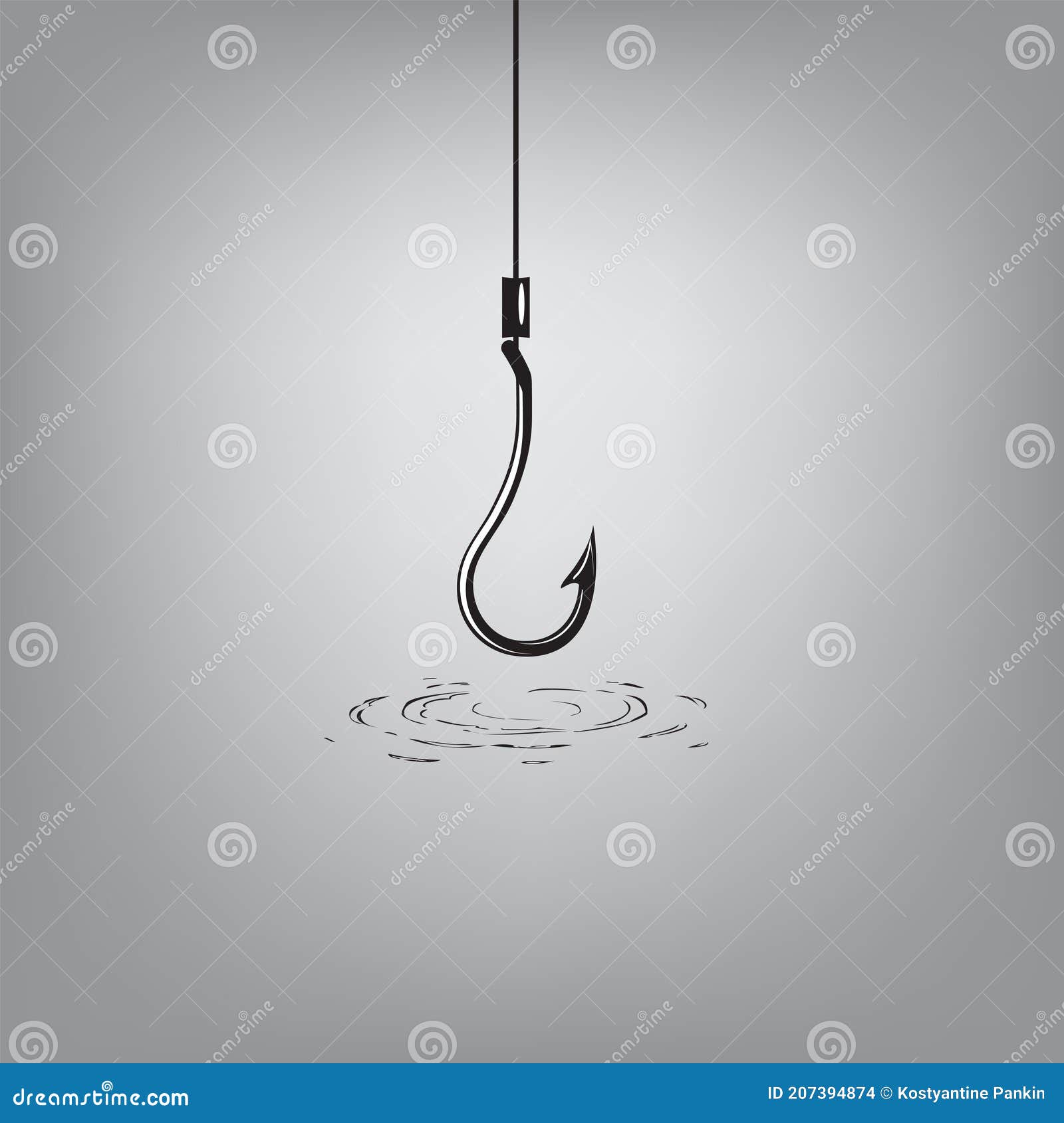 Empty fishing hook stock vector. Illustration of drawing - 207394874