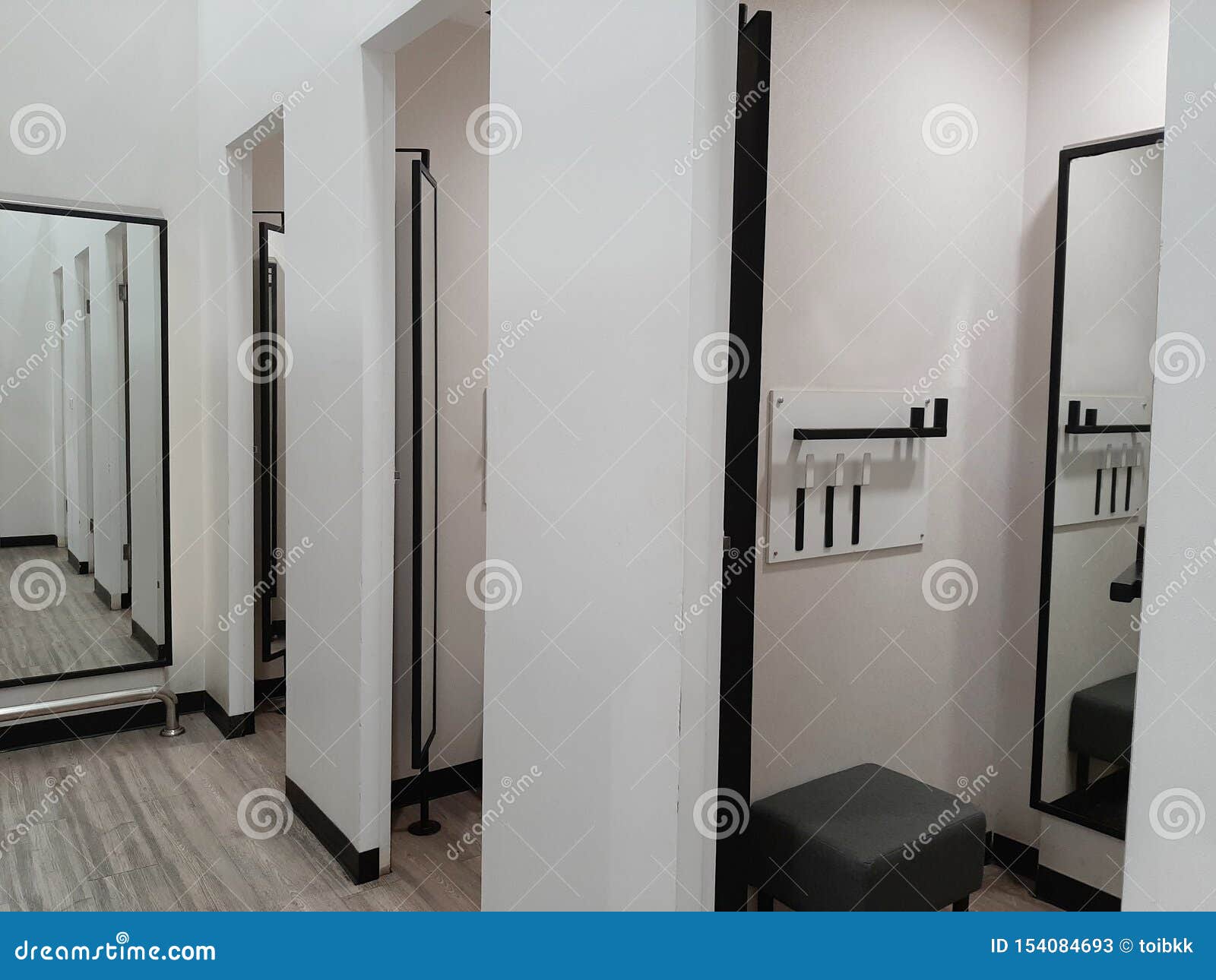 Empty Fitting Rooms at Mall, Interior Design Stock Image - Image of ...