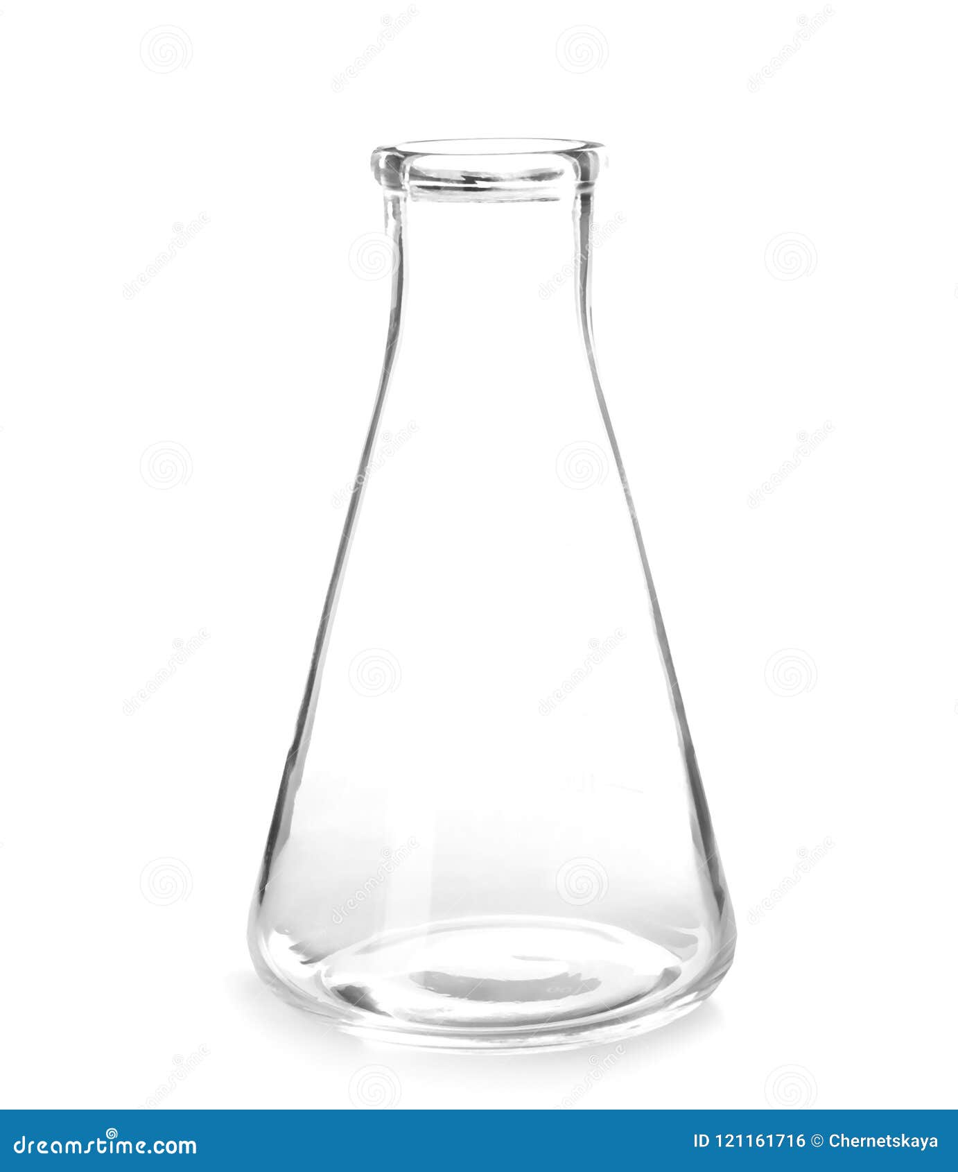 Empty Flask on White Background Stock Photo - Image of biotech, glass ...