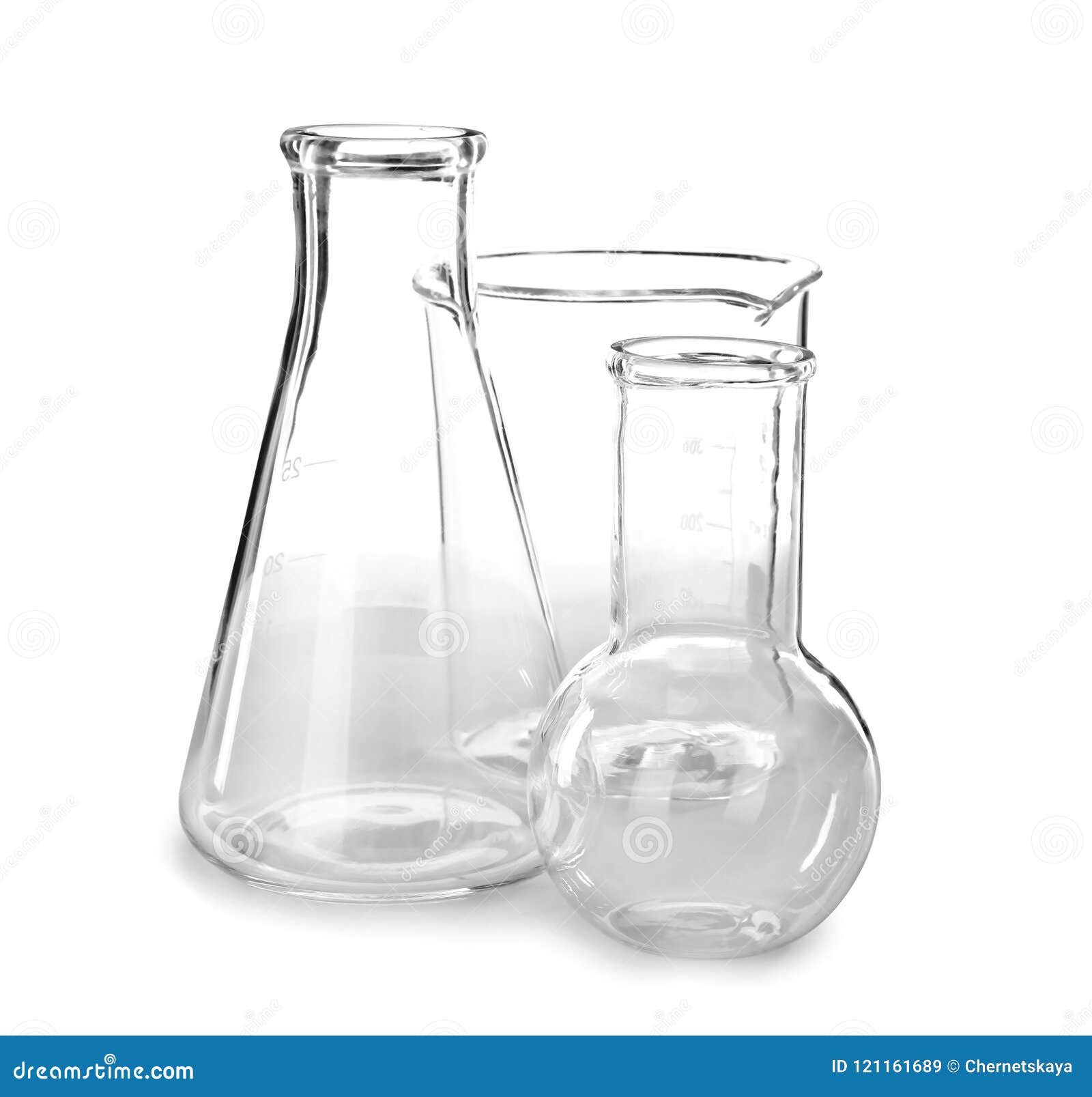 Empty Flasks on White Background Stock Image - Image of clinical ...