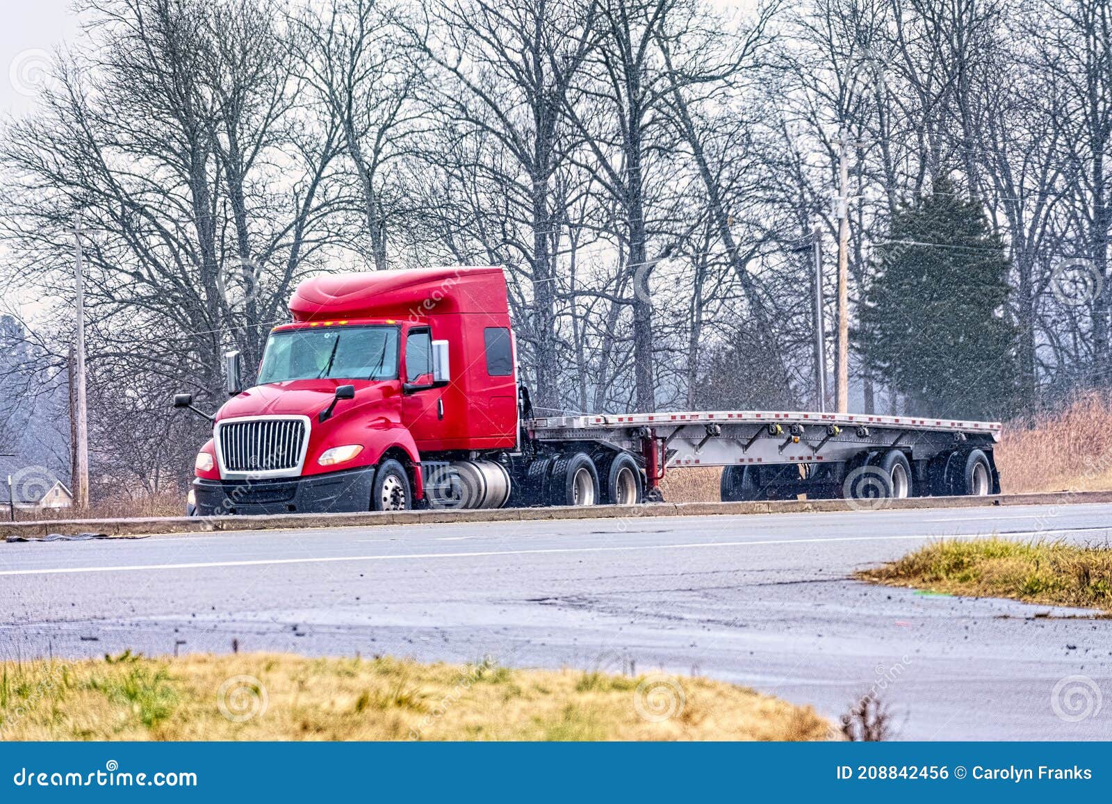 Empty Flatbed Semi Stock Photo | CartoonDealer.com #79874202