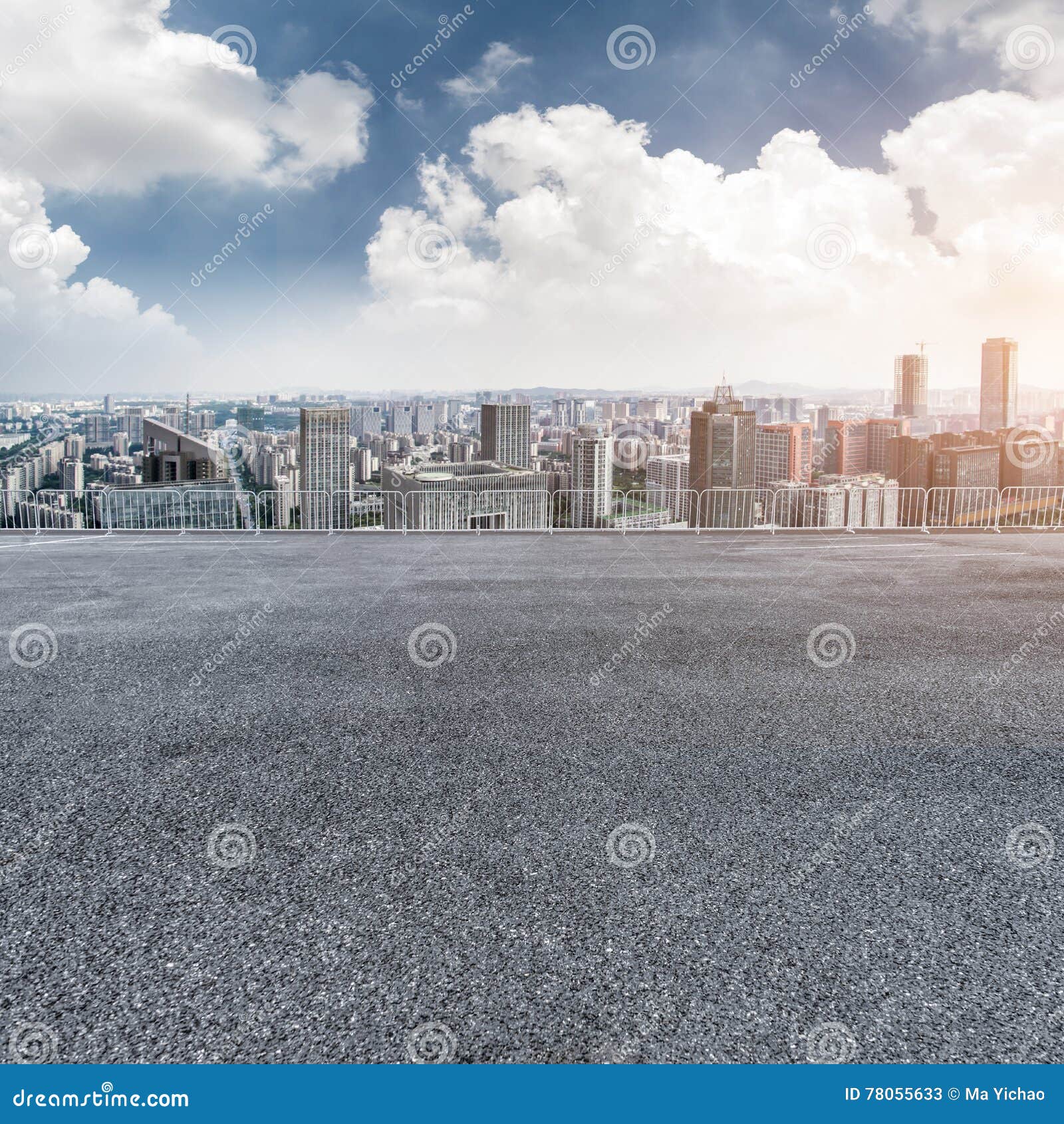 Empty Floor with Modern City Skyline Editorial Stock Photo - Image of ...