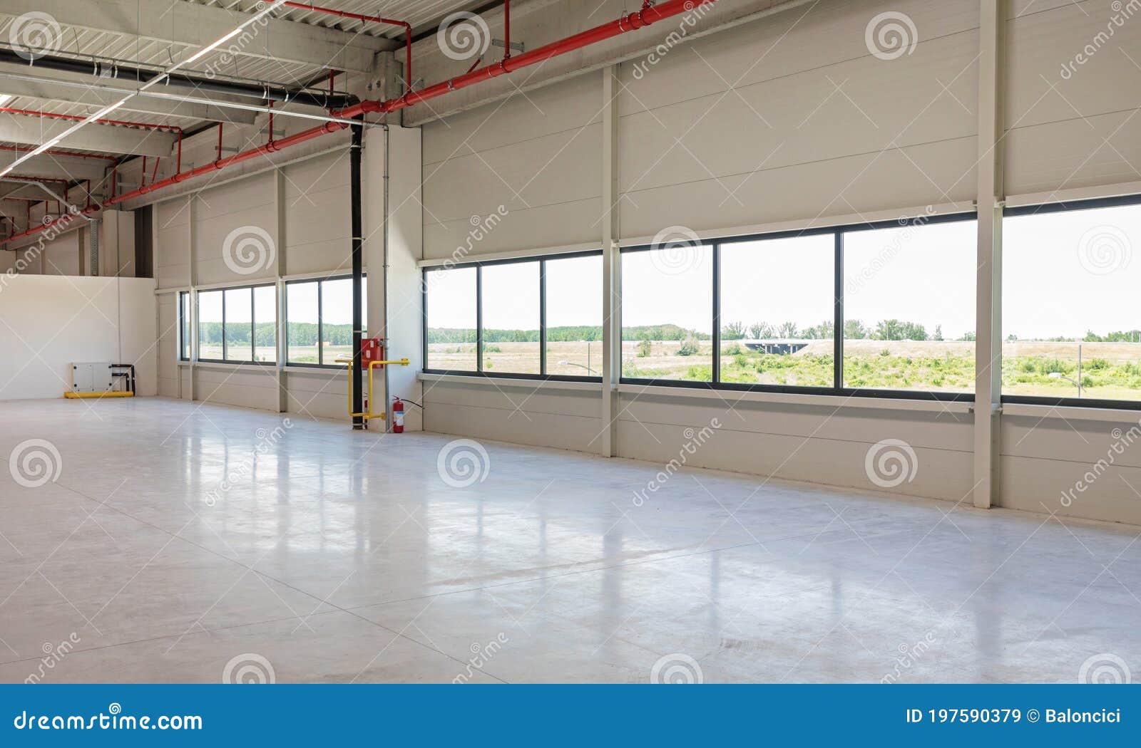 Long Windows Warehouse stock image. Image of architecture - 197590379