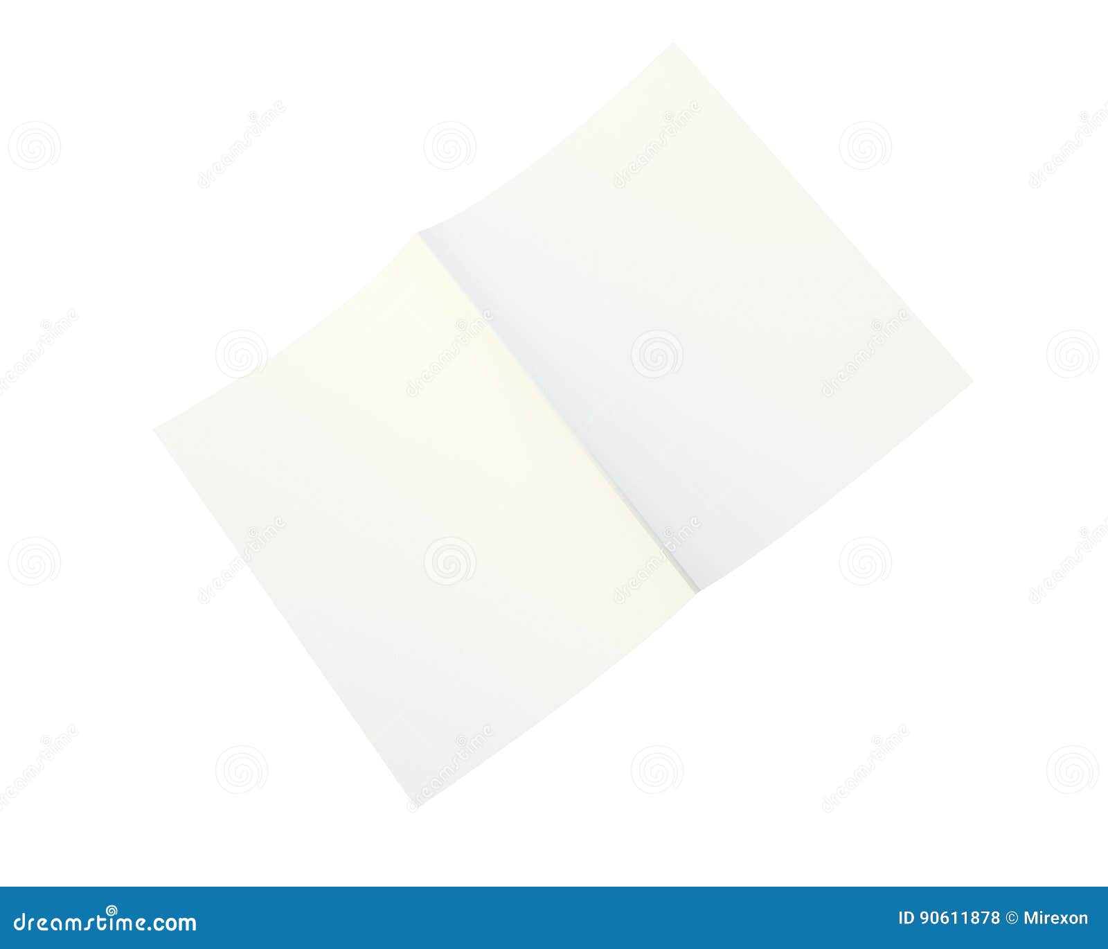 Empty Folded Leaflet Paper. 3d Rendering. White Background. Stock ...