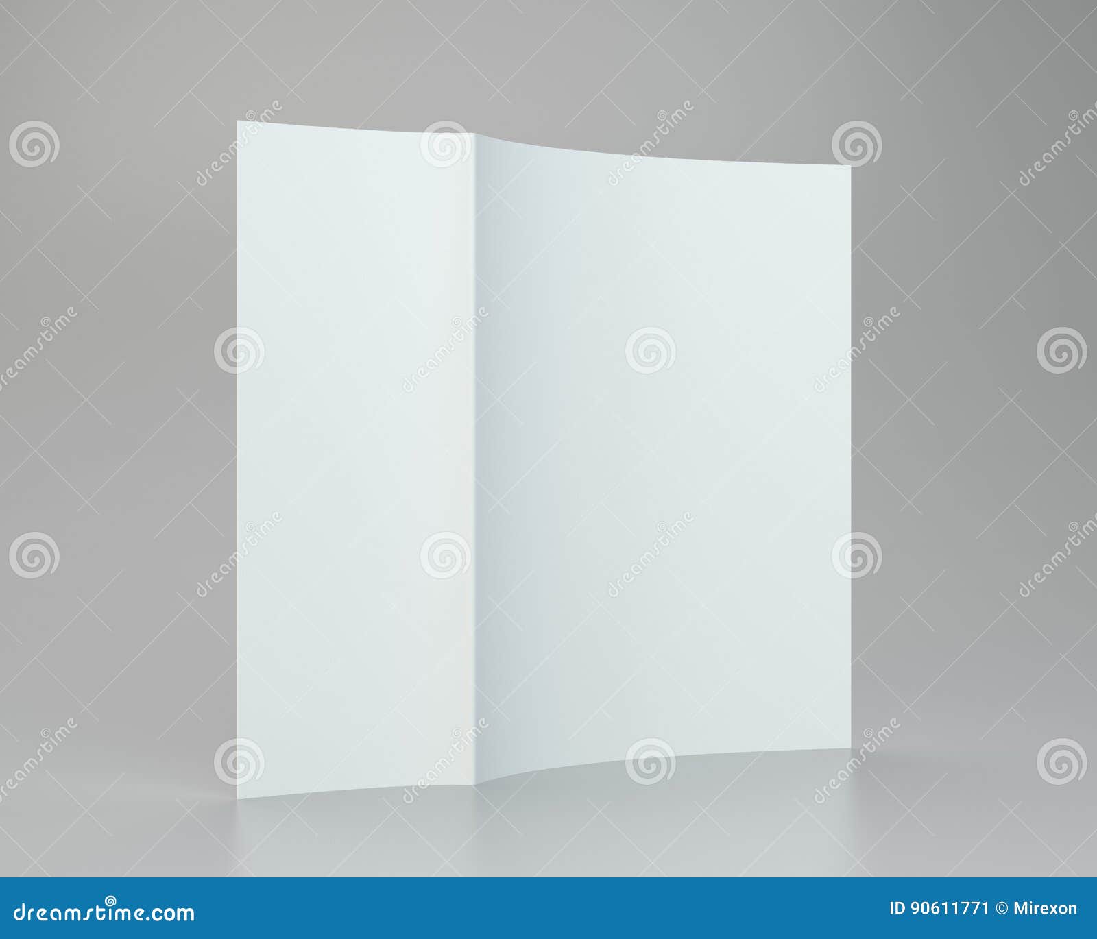 Empty Folded Leaflet White Paper. 3d Rendering Stock Illustration ...