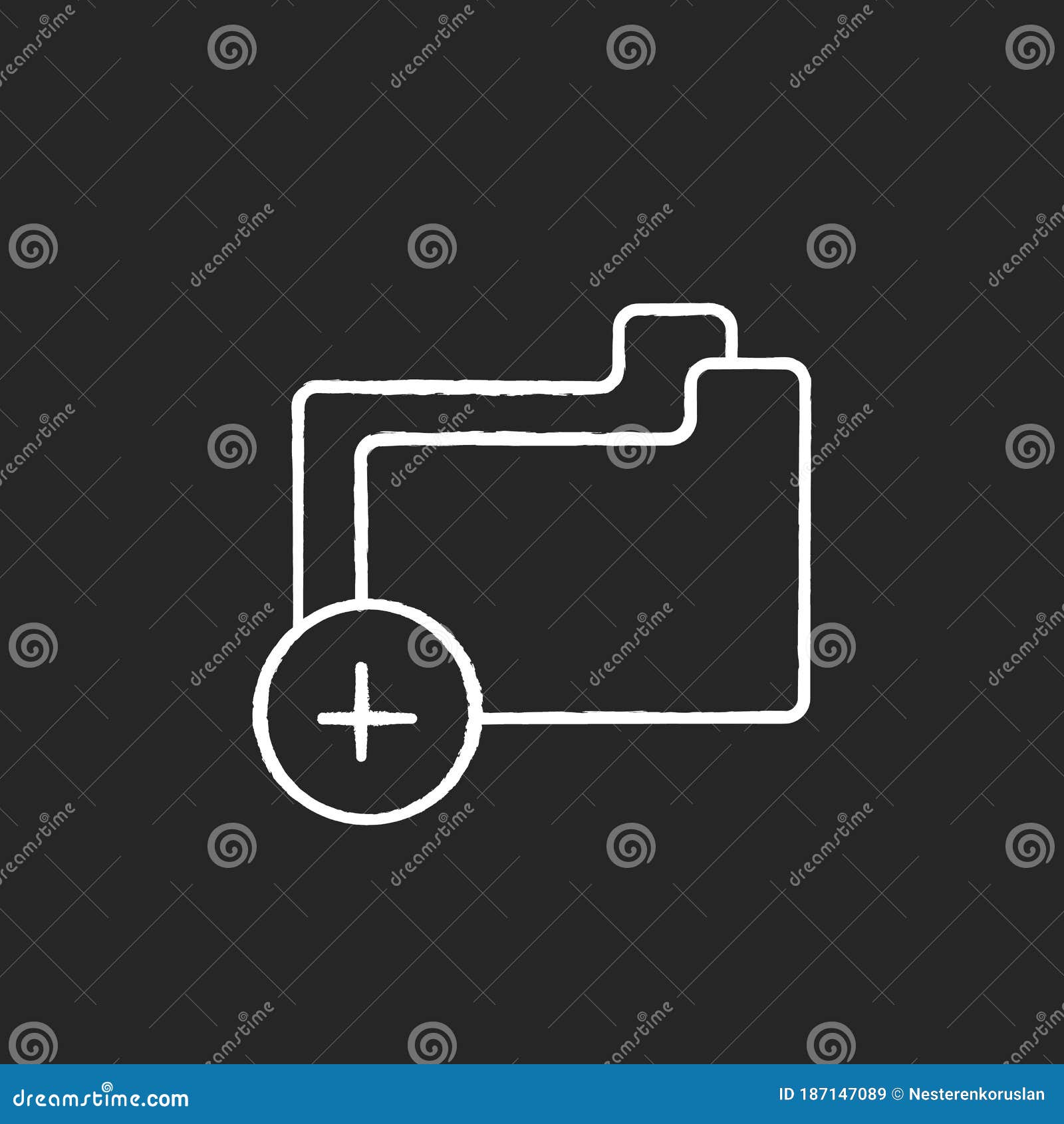 Empty Folder Chalk White Icon on Black Background Stock Vector ...