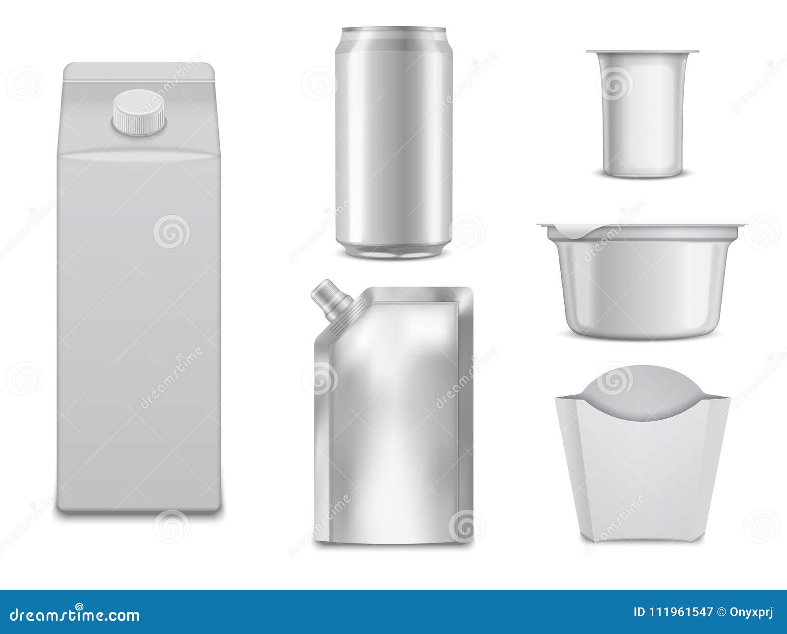 Empty Food Packages. White Boxes and Containers Stock Vector ...