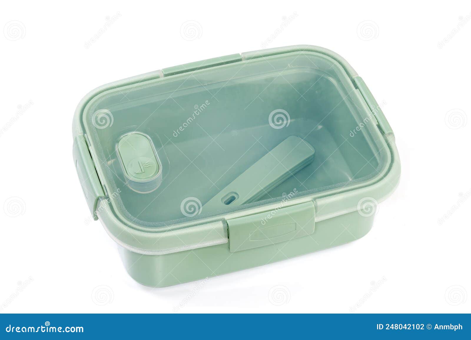 Empty Food Storage Container with Transparent Lid on White Background ...