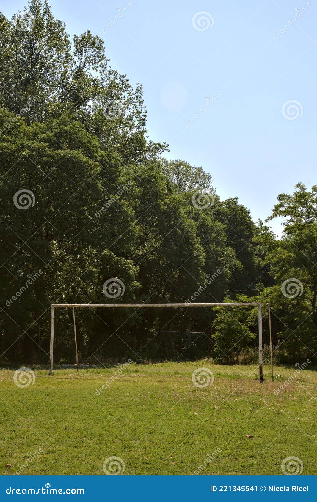 Empty Football Field with a Goal in a Park at Noon Stock Image - Image ...