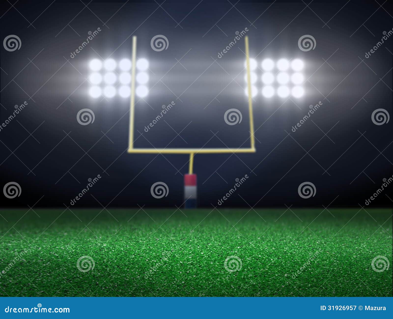 Empty Football Field Arena Stadium With Realistic Football On Center ...