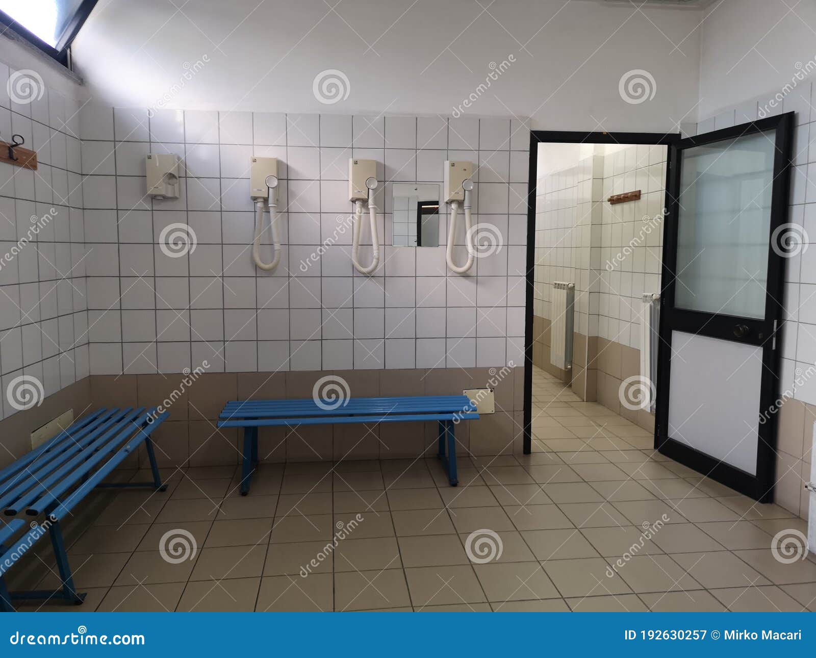 Empty Football Locker Room before the Match Stock Image - Image of ...