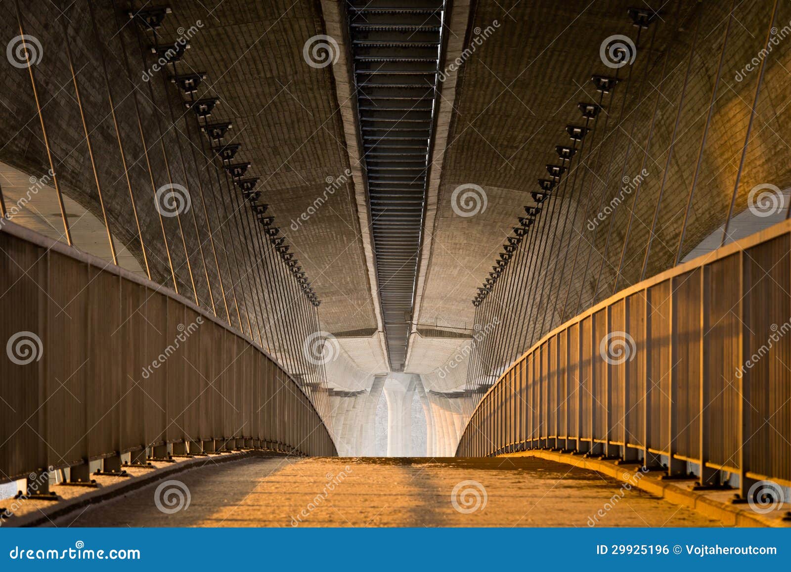 Empty Footpath Under the Massive Concrete Bridge Stock Photo - Image of ...