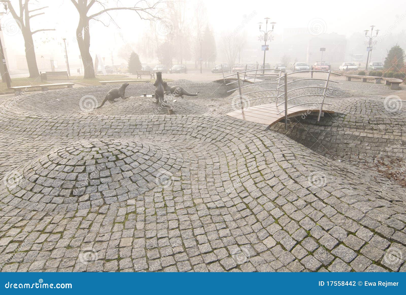 Empty Fountain at Autumn in Tychy Poland Stock Photo - Image of ...