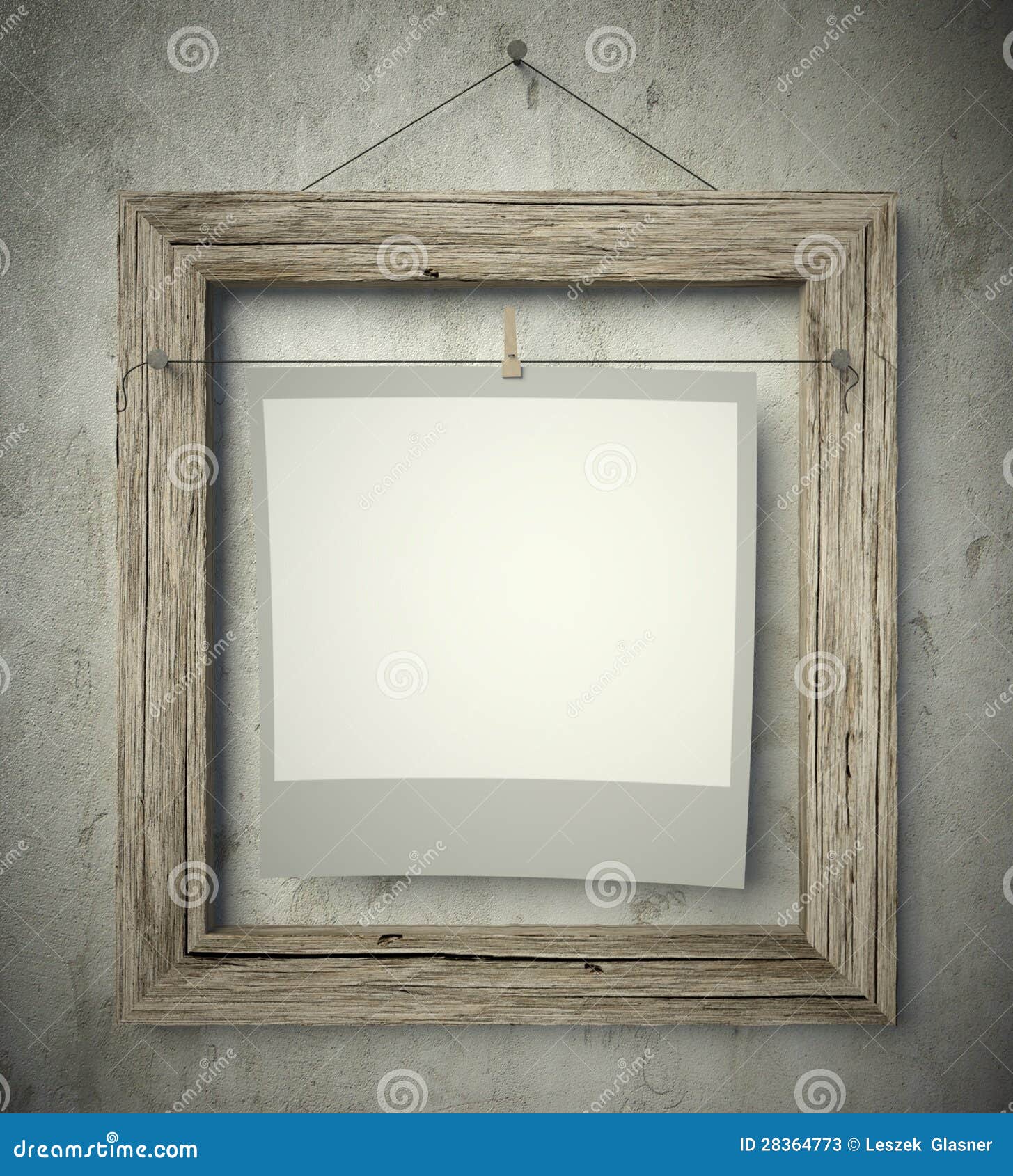 Empty Frame with Blank Photo, Vintage Background Stock Image - Image of ...