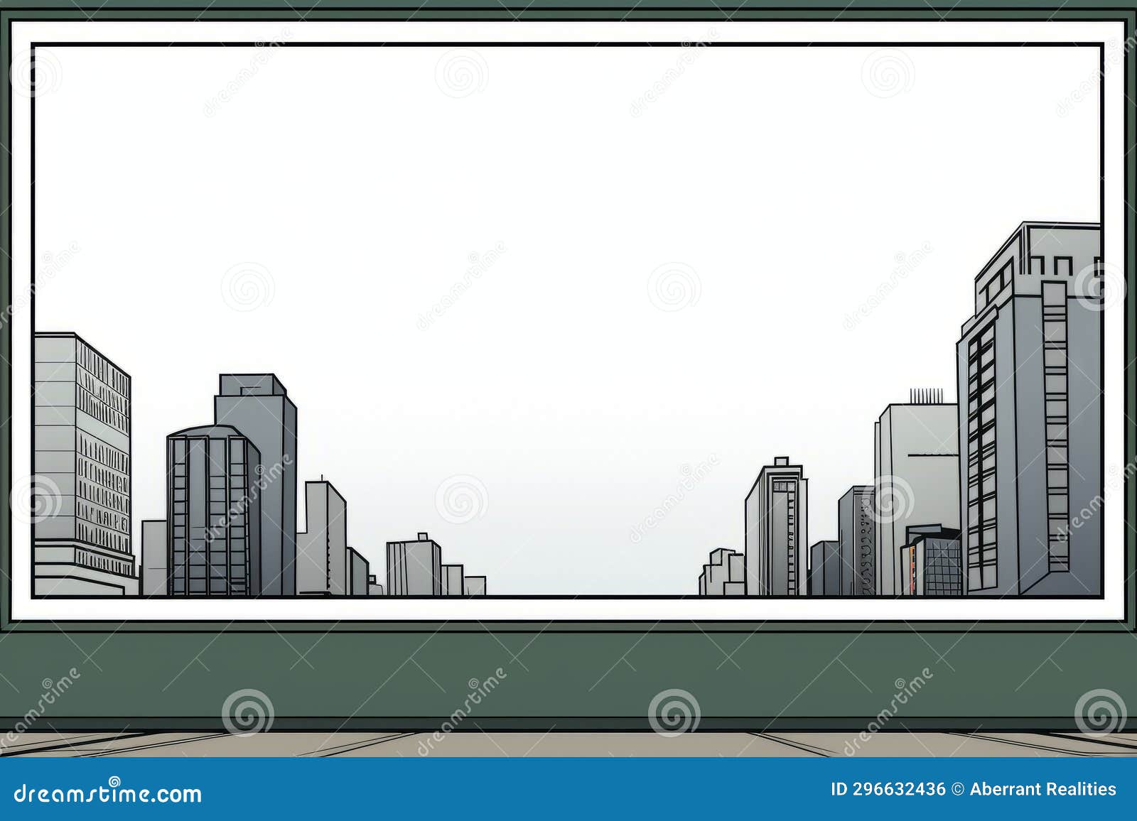 An Empty Frame with a City Skyline in the Background Stock Illustration ...