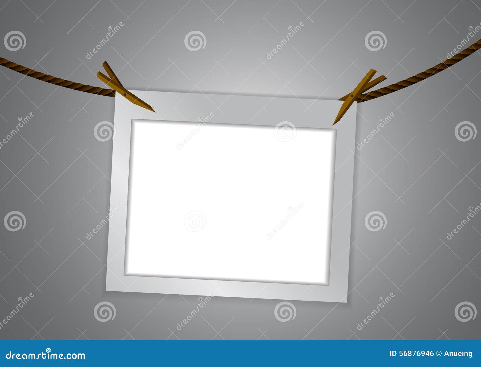 Empty Frame and Clothespin on Rope Stock Vector - Illustration of ...