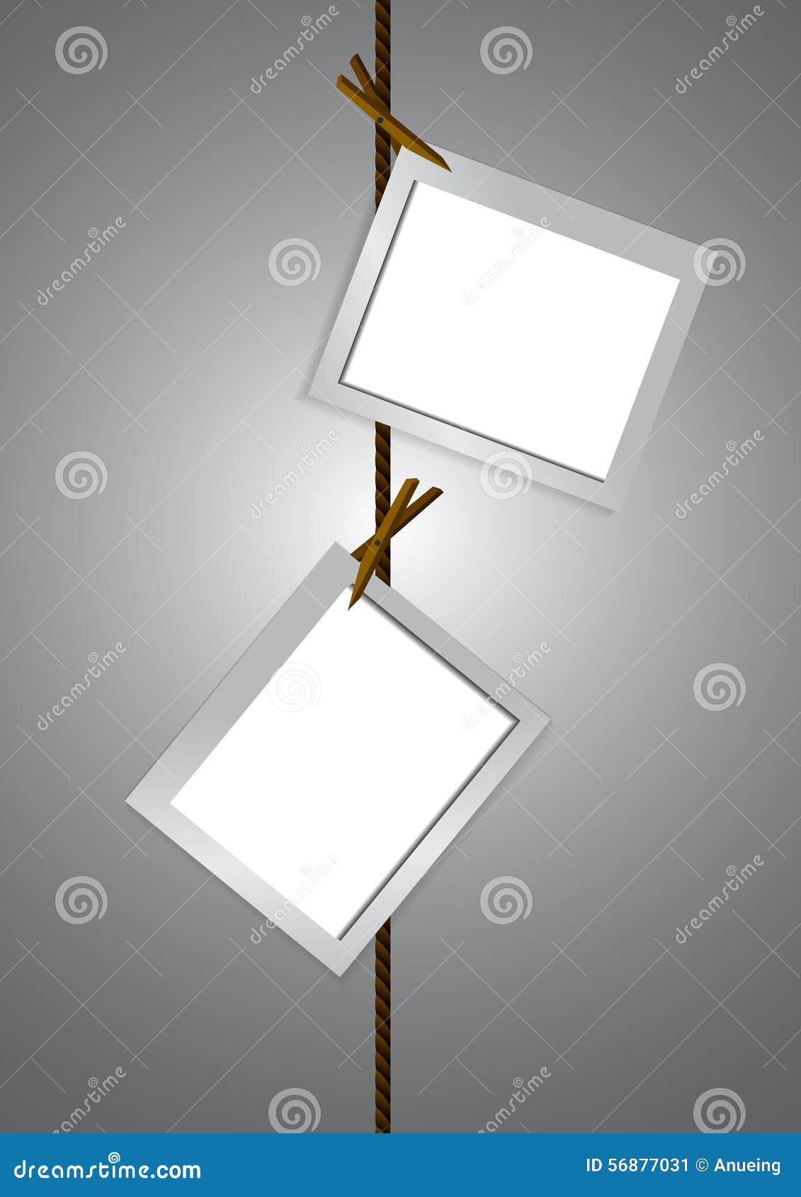 Empty Frame and Clothespin on Rope Stock Vector - Illustration of black ...