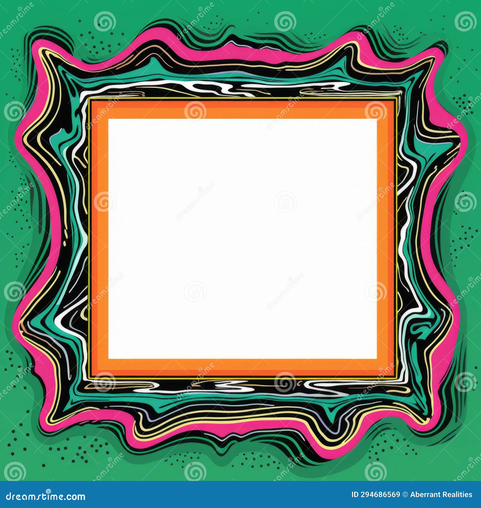 An Empty Frame with a Colorful Design on a Green Background Stock ...