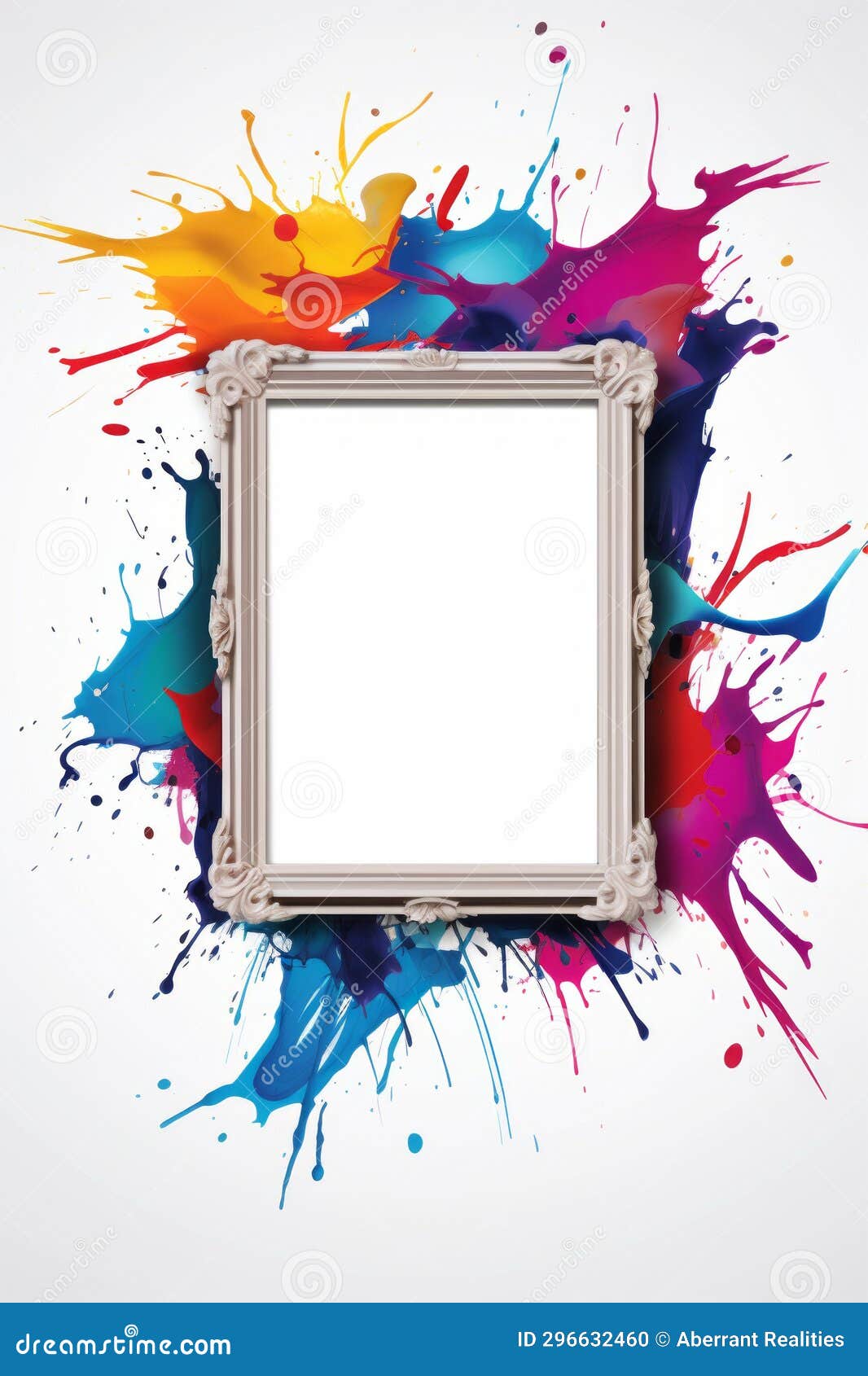 An Empty Frame with Colorful Paint Splashes on it Stock Illustration ...
