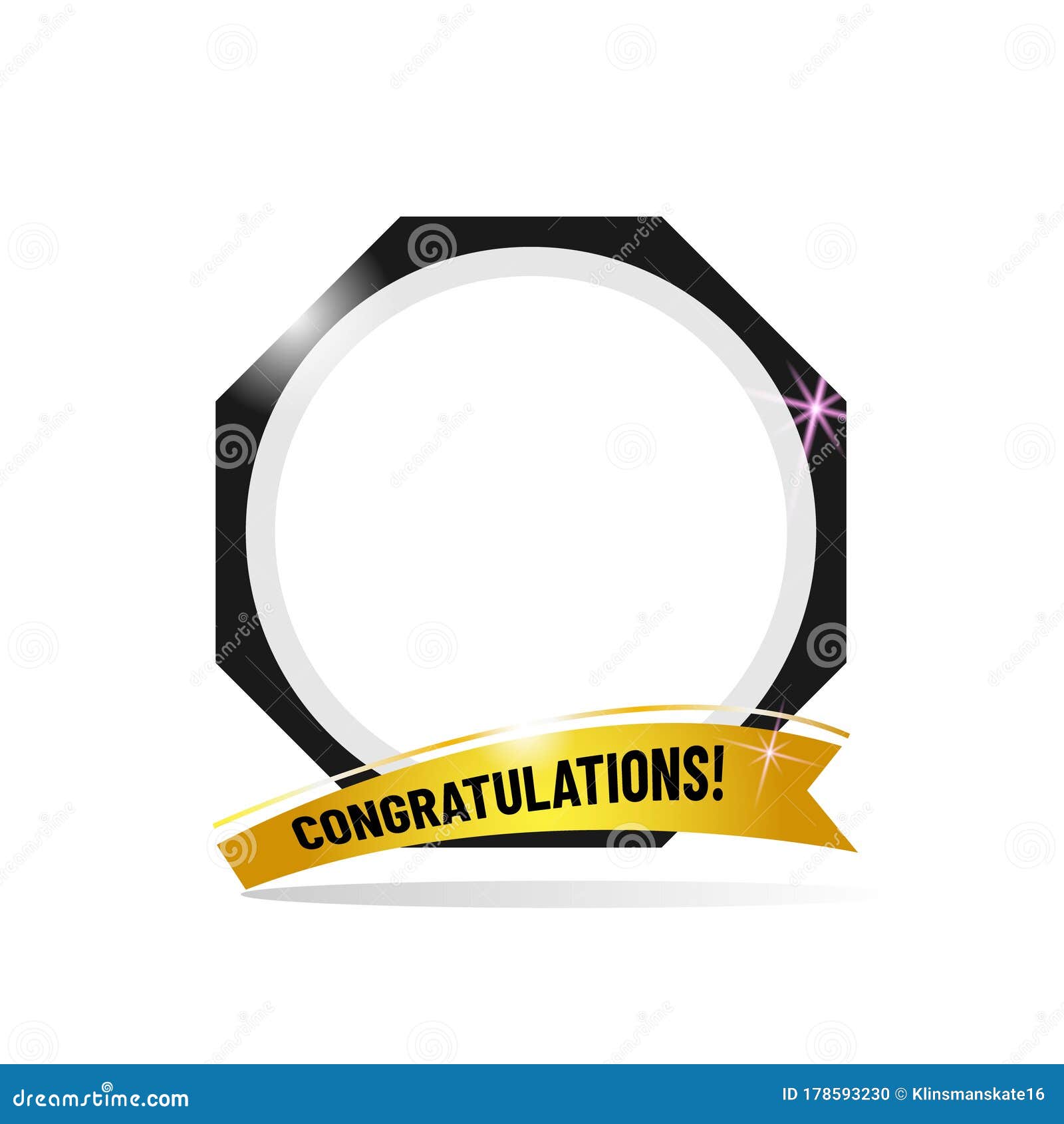 Empty Frame with Congratulation Ribbon Vector Isolated on White ...