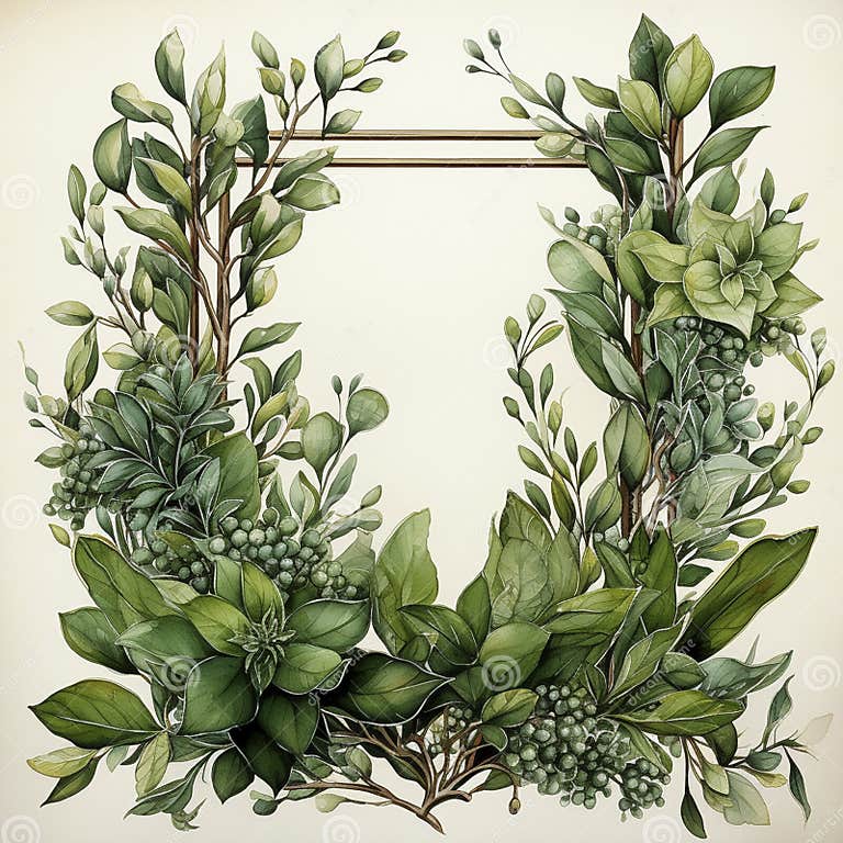 Empty Frame with Greenery Elements, Created with Generative AI Stock ...