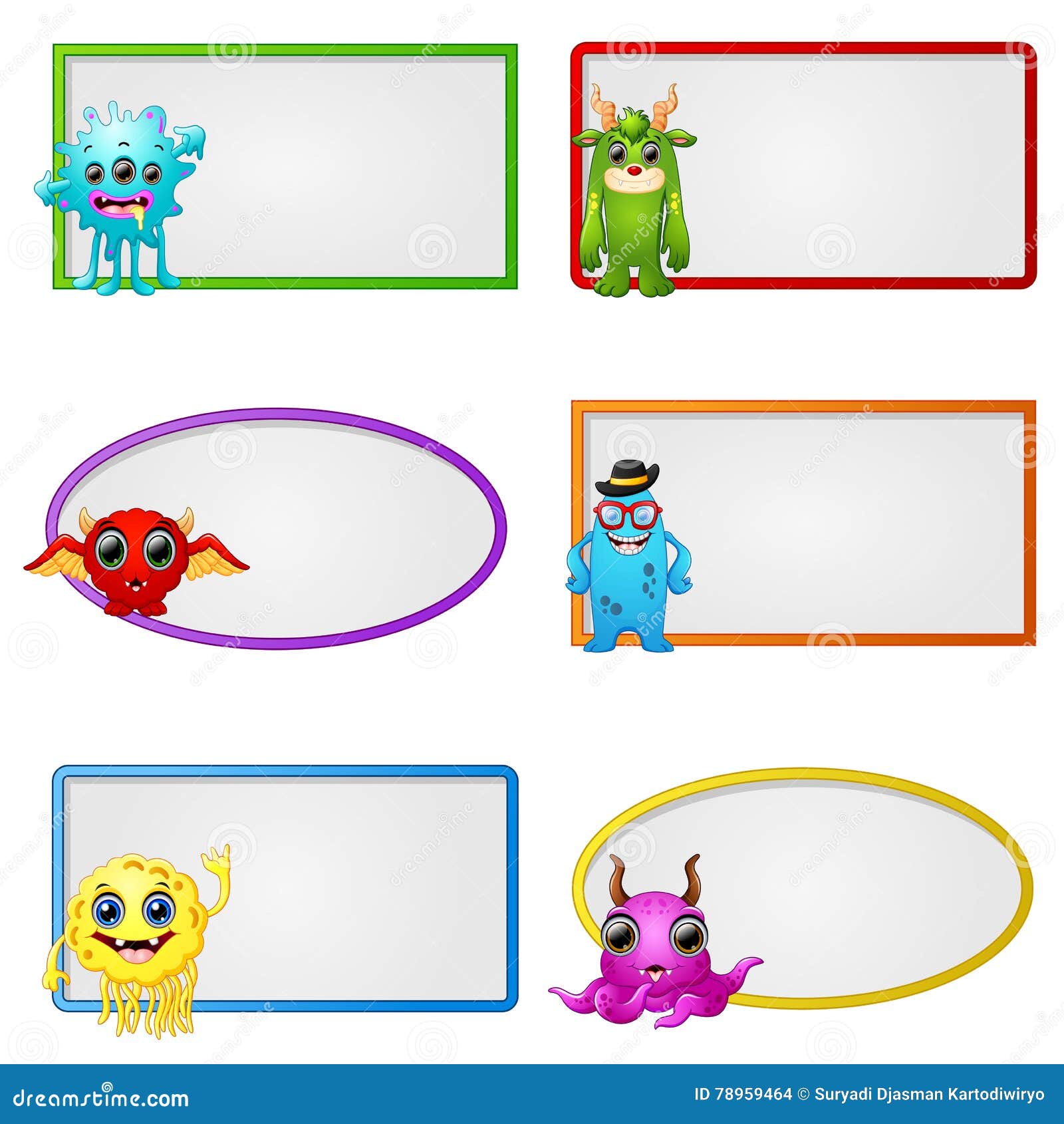 Empty Frame with Little Monster Character Illustration Stock Vector ...