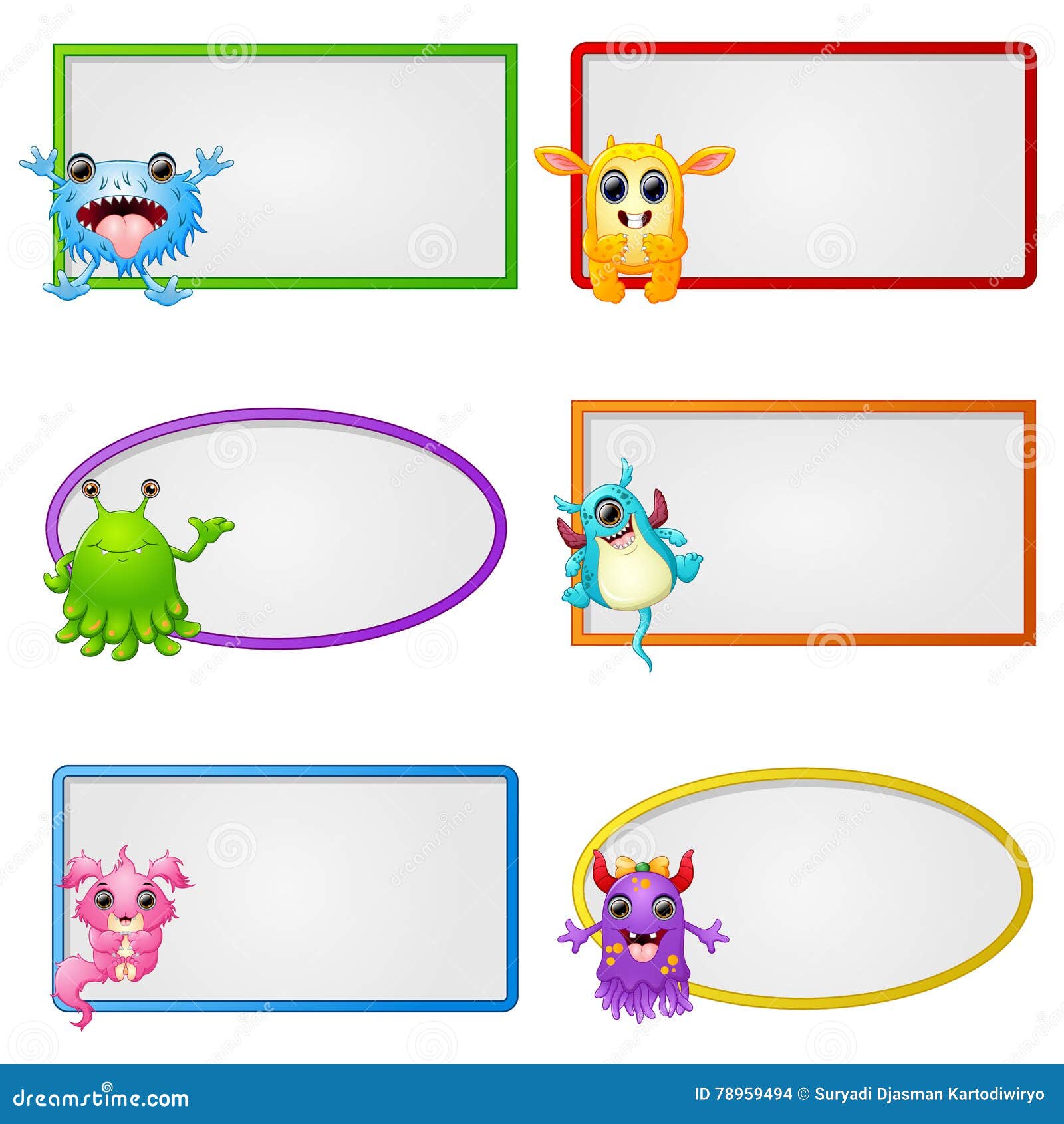 Empty Frame with Little Monster Character Illustration Stock Vector ...