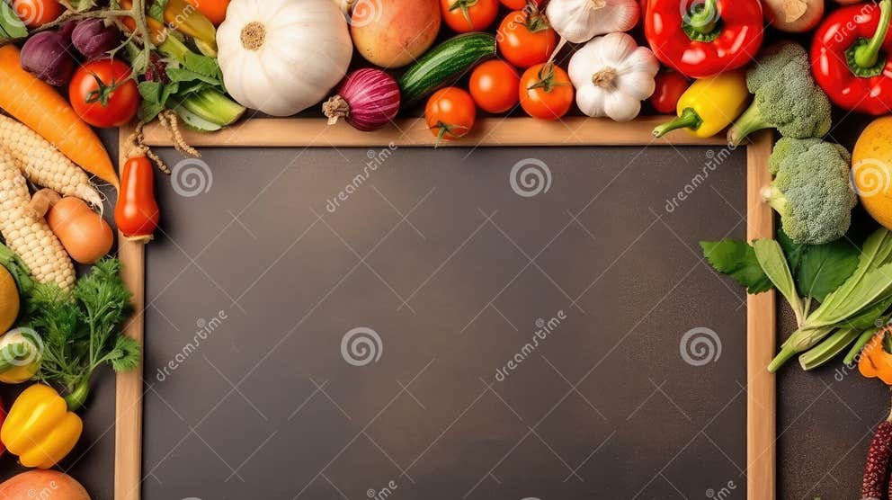 Empty Frame in the Middle of Different Vegetables Lying on the Table ...