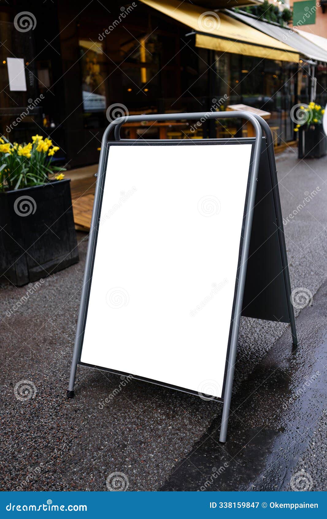 Empty a-frame Sign Mockup in Front of a Cafe Stock Image - Image of ...