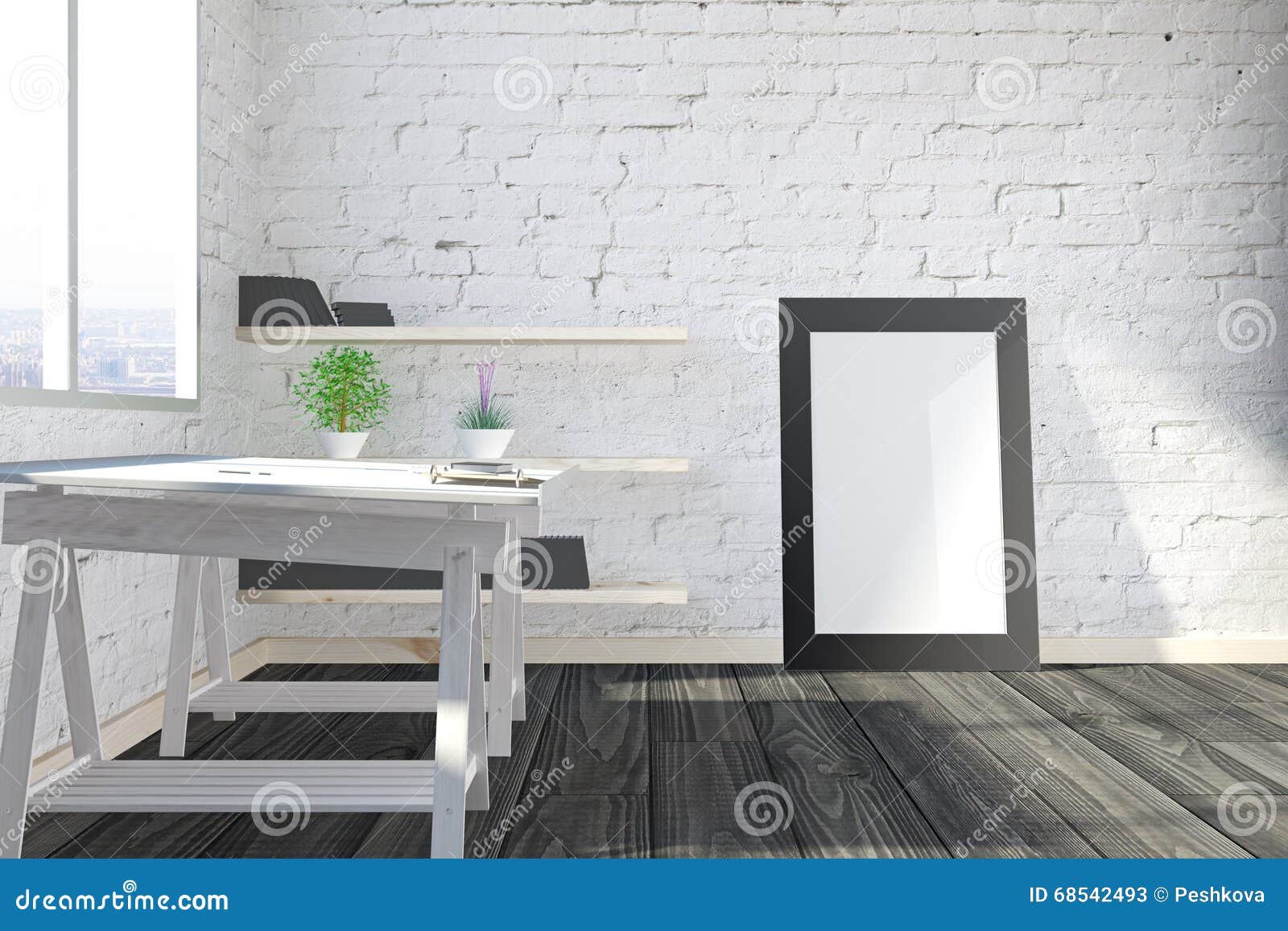 Empty frame in studio side stock illustration. Illustration of business ...