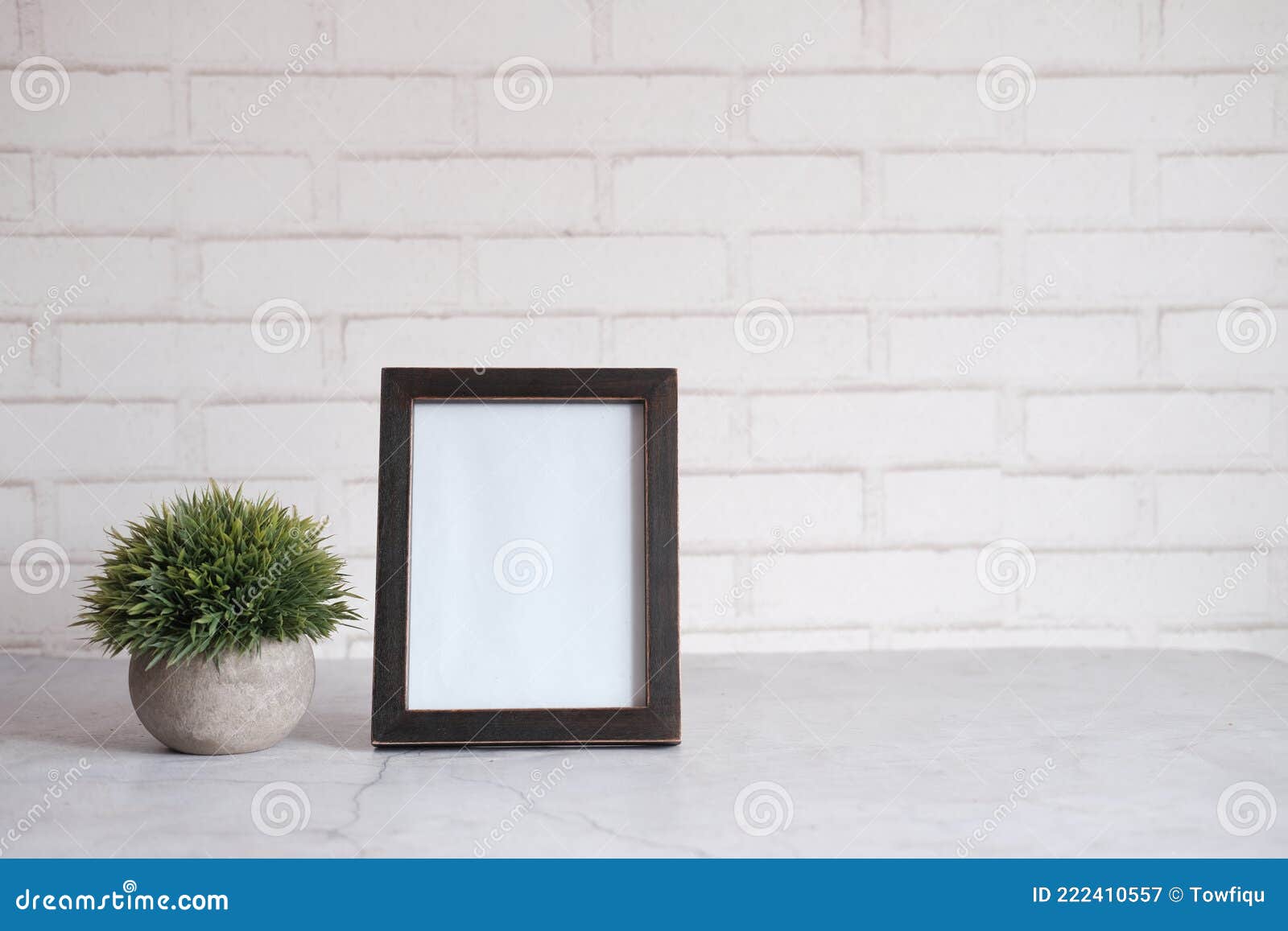 Empty Frame on Table Against White Wall Stock Image - Image of material ...