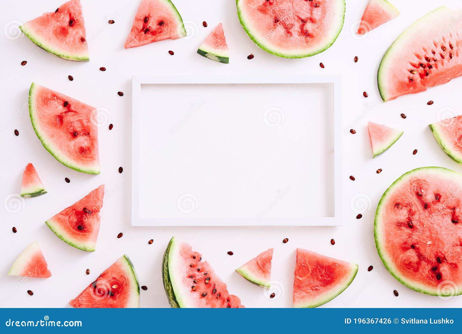 Empty Frame for Text and Sliced Watermelon Around it. Summer Concept ...