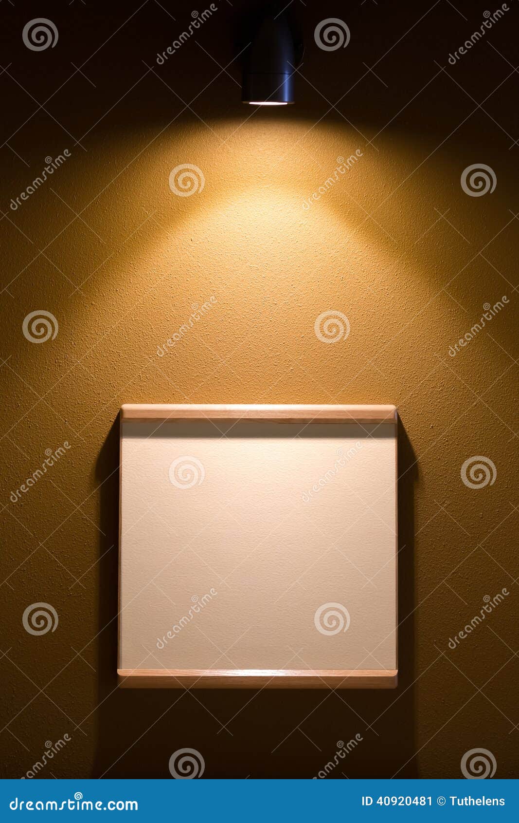 Empty Frame on the Wall with Spotlight Stock Image - Image of blank ...